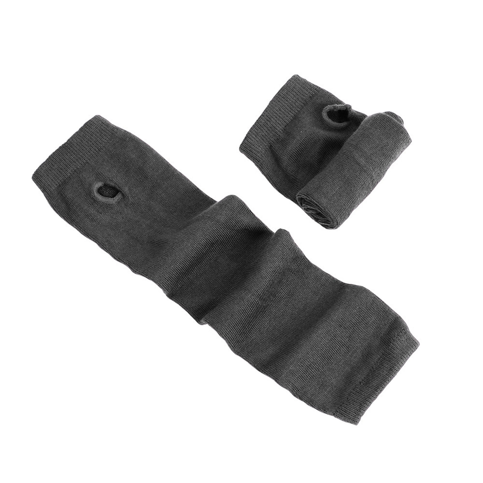 Kripyery 1 Pair Striped Half Finger Arm Covers Women Crochet Knitted ...