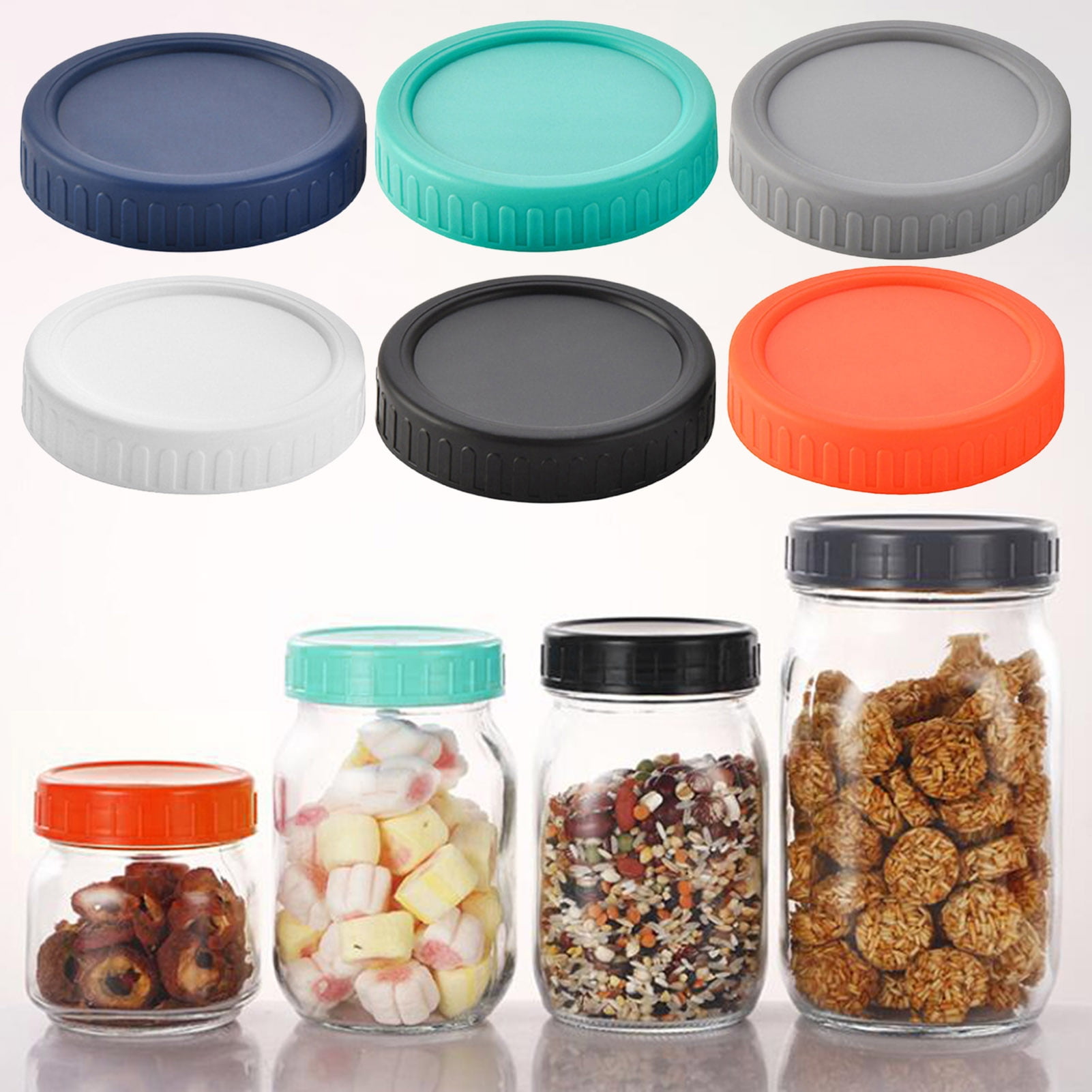 Kripyery 10Pcs 86MM Plastic Mason Jar Lids, Wide Mouth Jar Lid Silicone ...
