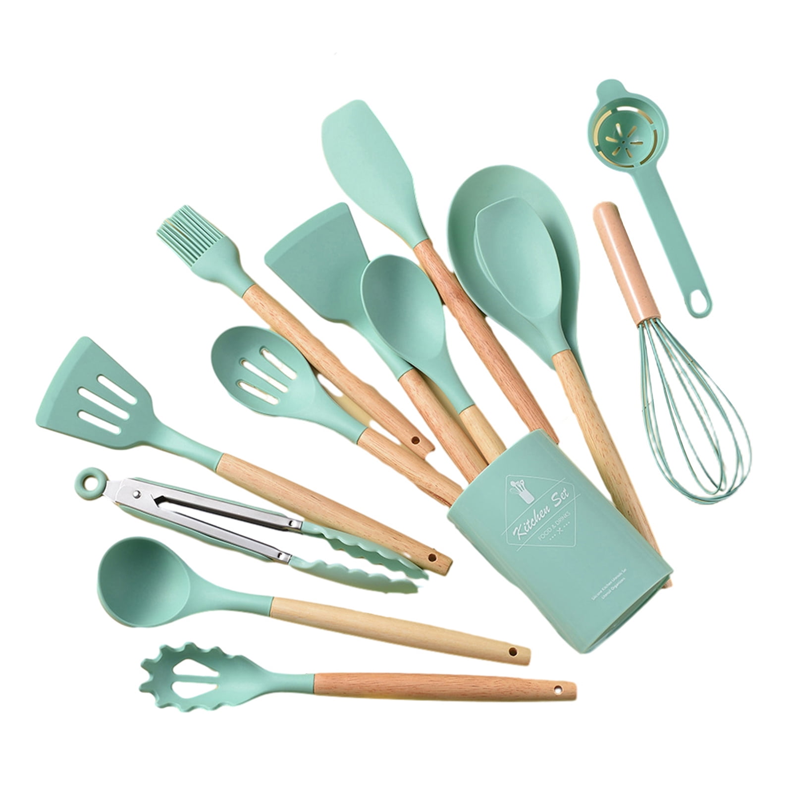 Kripyery 12/14Pcs Cooking Utensils Non-Stick Heat Resistant Silicone ...