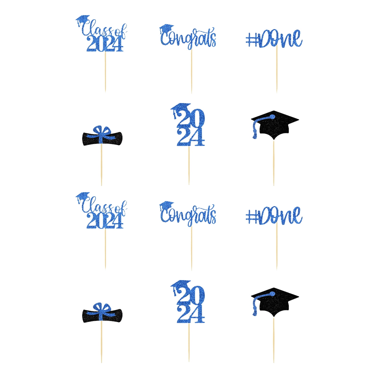 Kripyery 12 Pcs Graduation Cake Toppers 2024 Graduation Theme Party ...