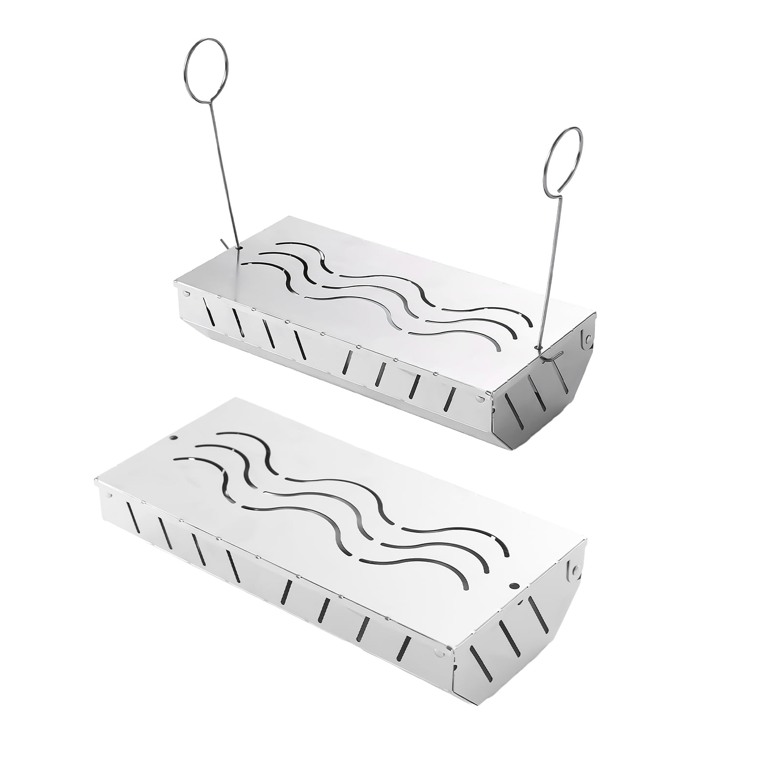 Kripyery 2Pcs Stainless Steel Smoke Boxes for Gas Grilling with Hooks ...