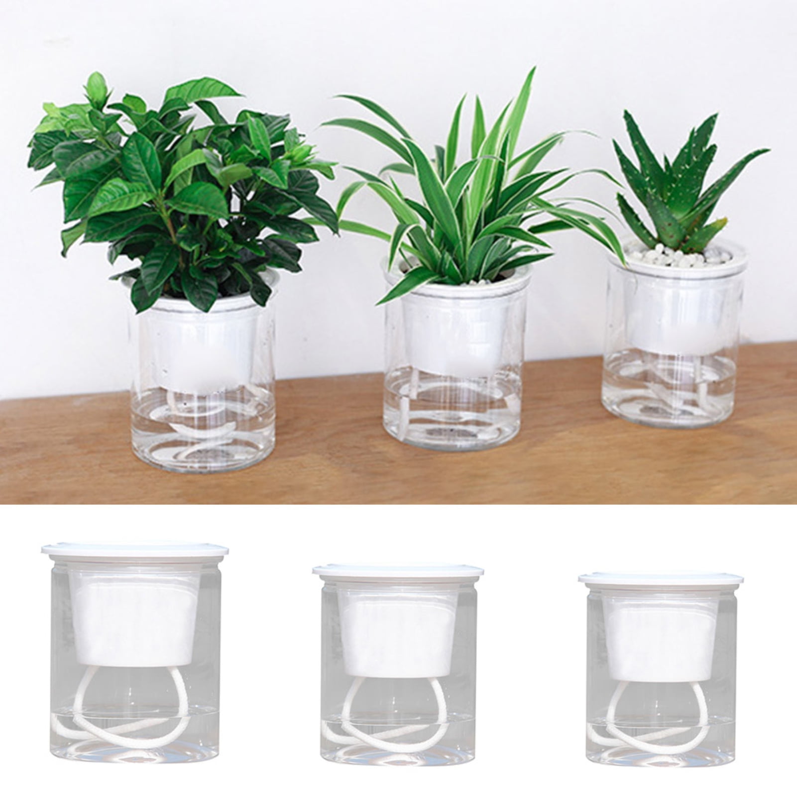 Kripyery 4 Pack Self-Watering Planters, Plastic Automatic-Watering ...