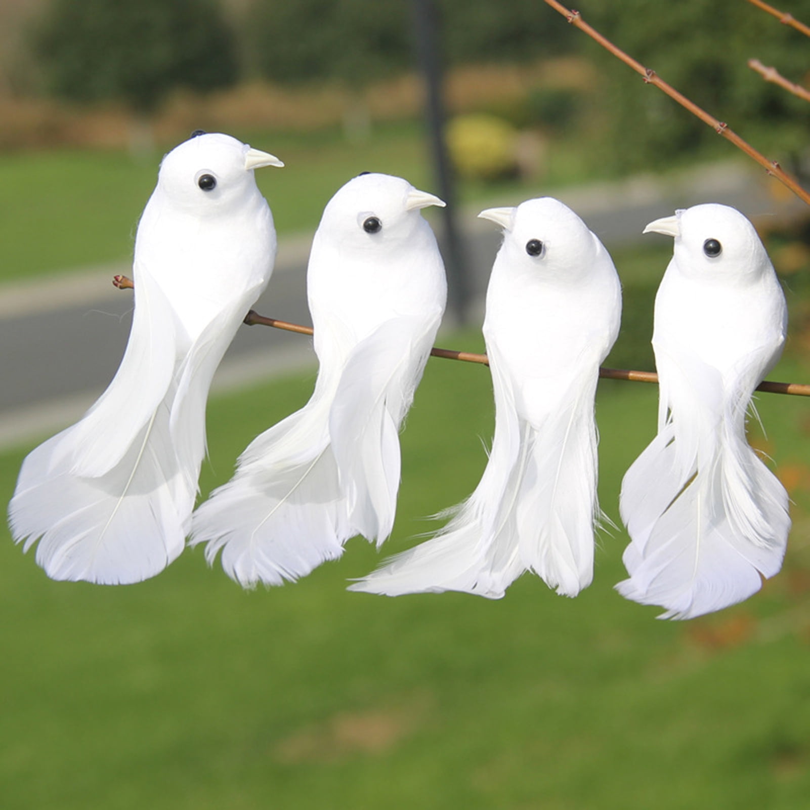 Kripyery 5" White Artificial Dove Parrot Foam Feathered Parrot, for ...