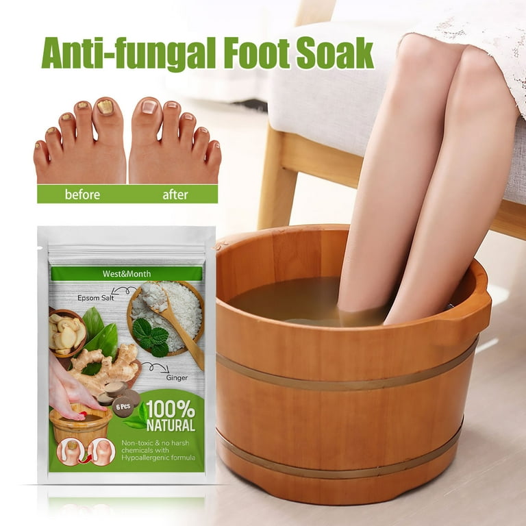 Kripyery 6Pcs Bag Detox Foot Powder Mild Non Irritating Ginger Antifungal Foot Soak Pack for Household