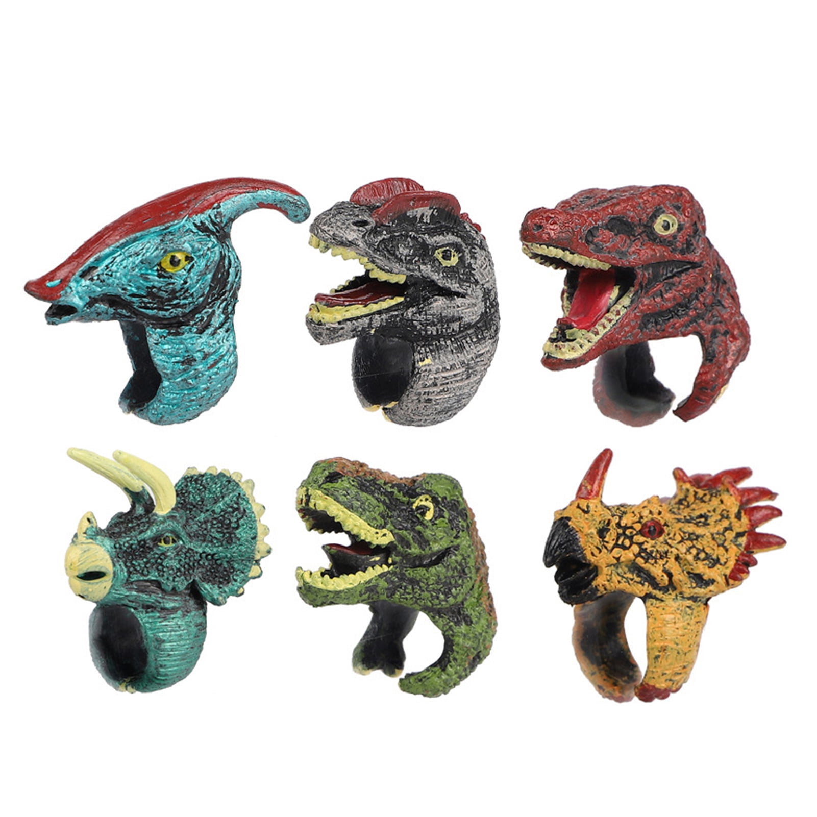 Kripyery 6Pcs Dinosaur Ring Fine Texture Early Learning Animal ...