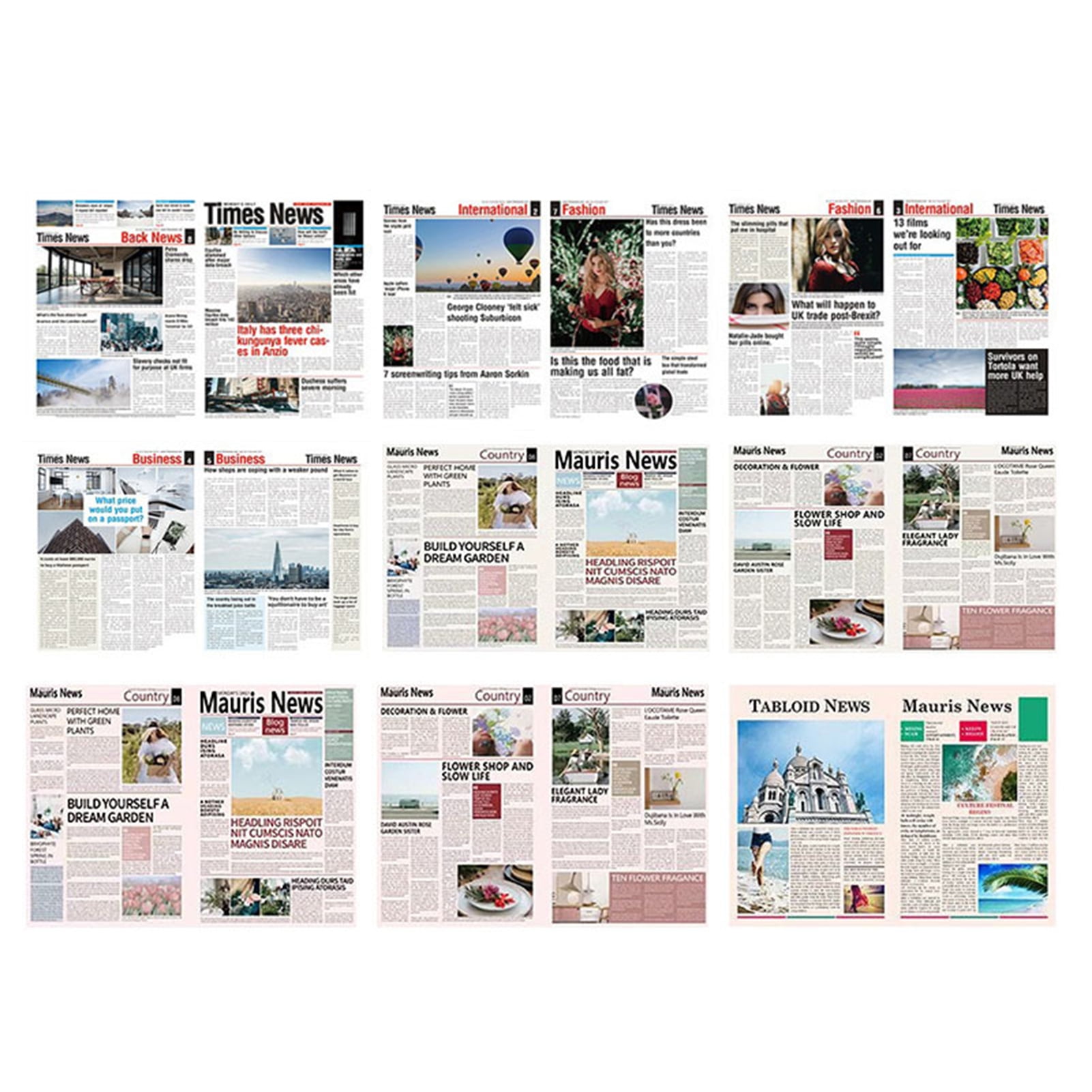 Kripyery 9Pcs/Set 1:12 Newspaper Model - Realistic English Colorful ...