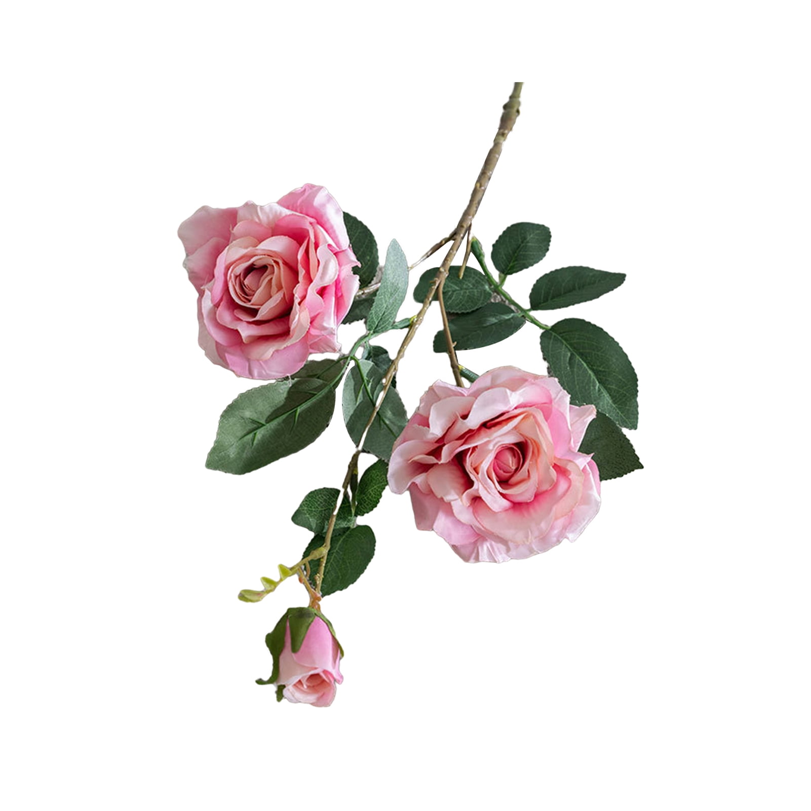 Kripyery Artificial Rose Flower 3 Heads Realistic Looking Bright Color ...
