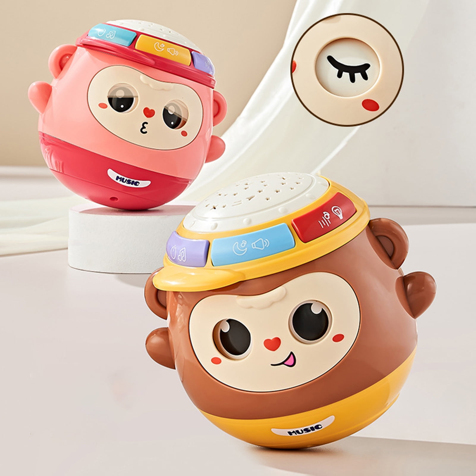 Kripyery Baby Drum Toy Soft Music Light Projection Lovely Cartoon ...