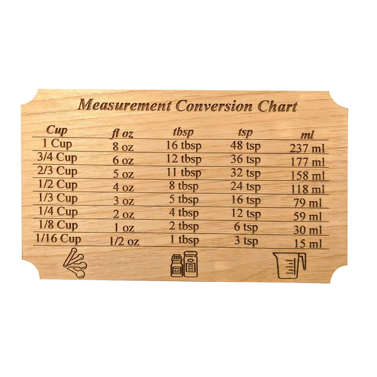 Kripyery Baking Measurement Conversion Board Wooden Cutting Boards for ...