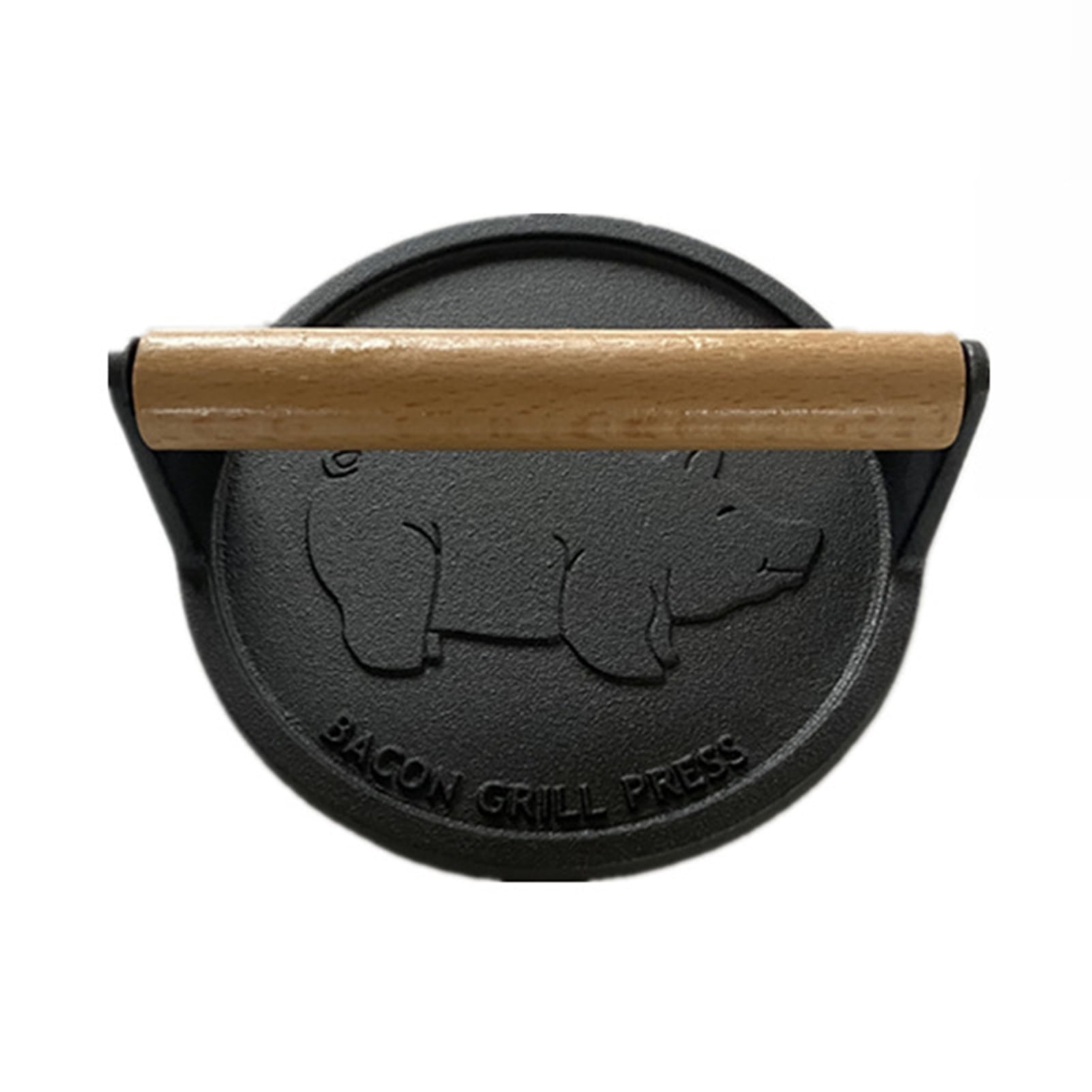 Kripyery Burger Press with Wooden Handle Heavy-Duty Cast Iron Nonstick ...