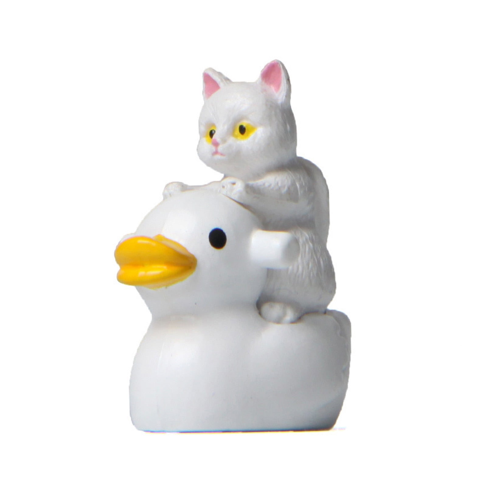 Kripyery Cartoon Cat Figurine Cute Kitten Riding A Goose Miniature ...