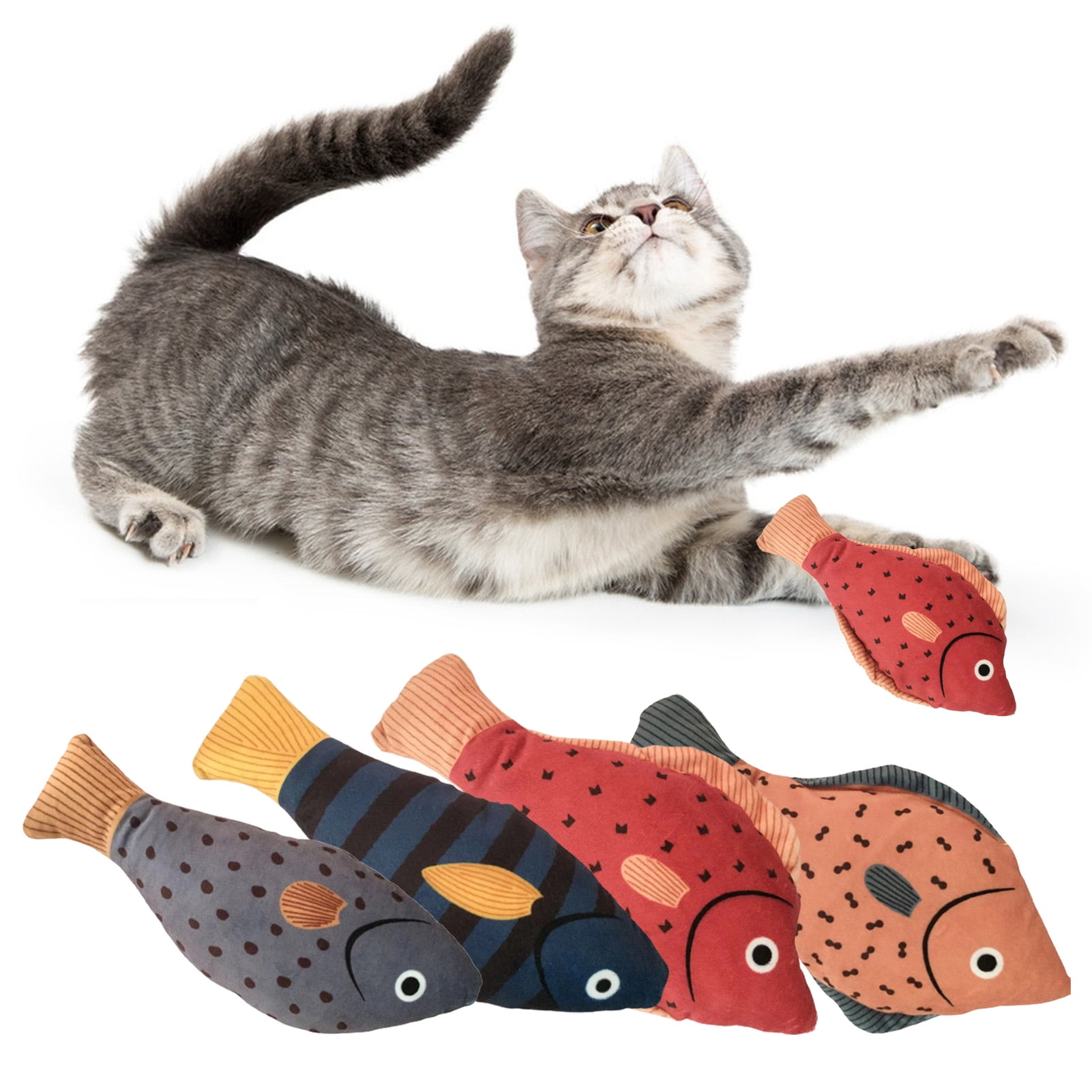 Kripyery Cat Squeaky Toys Soft Realistic Simulation Fish Pet Chewing ...