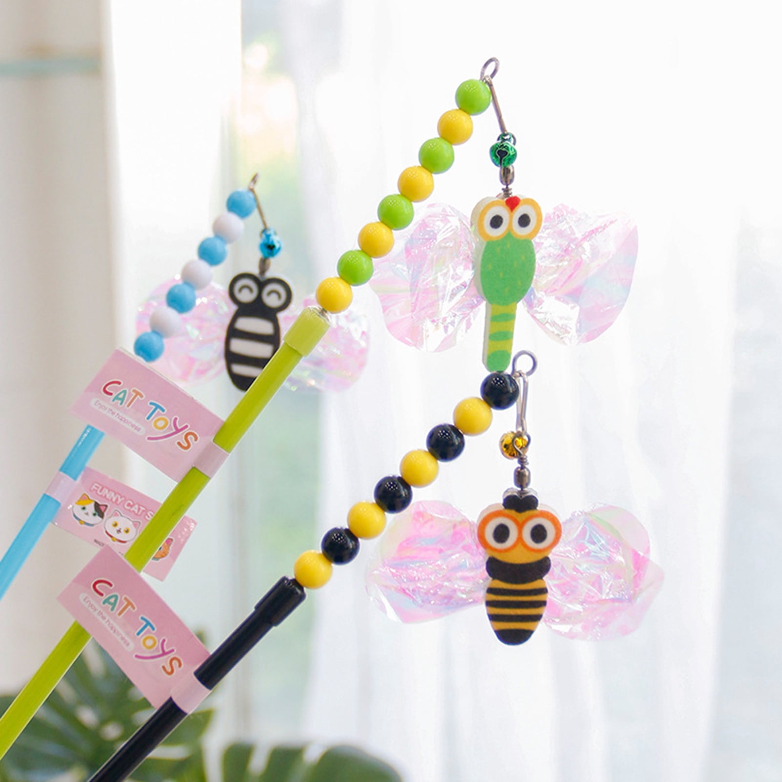 Kripyery Cat Wand Long Pole Relief Pressure Lightweight Teasing Cat ...