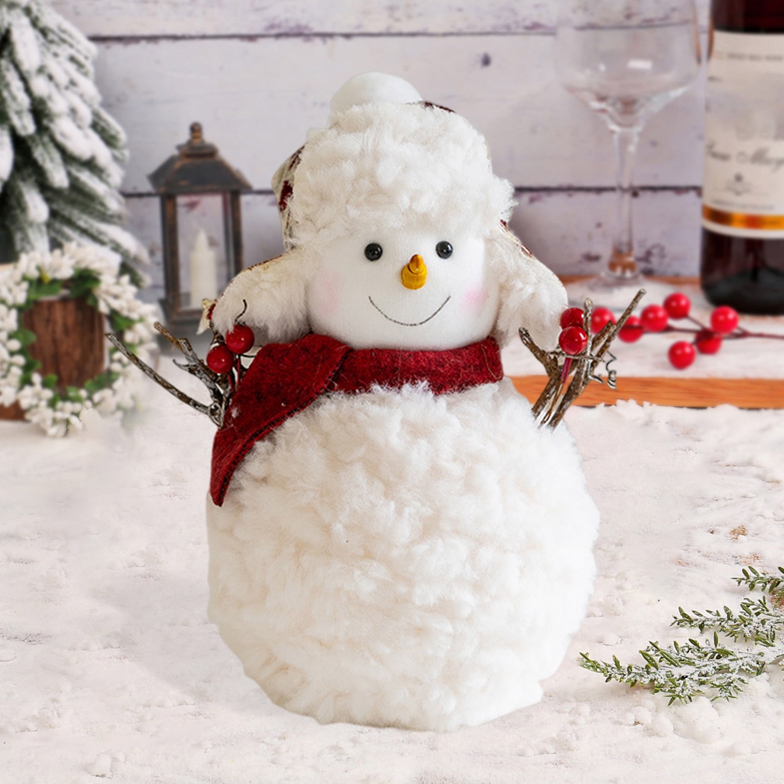 Kripyery Christmas Plush Snowman Doll Tabletop Decorations, Christmas ...