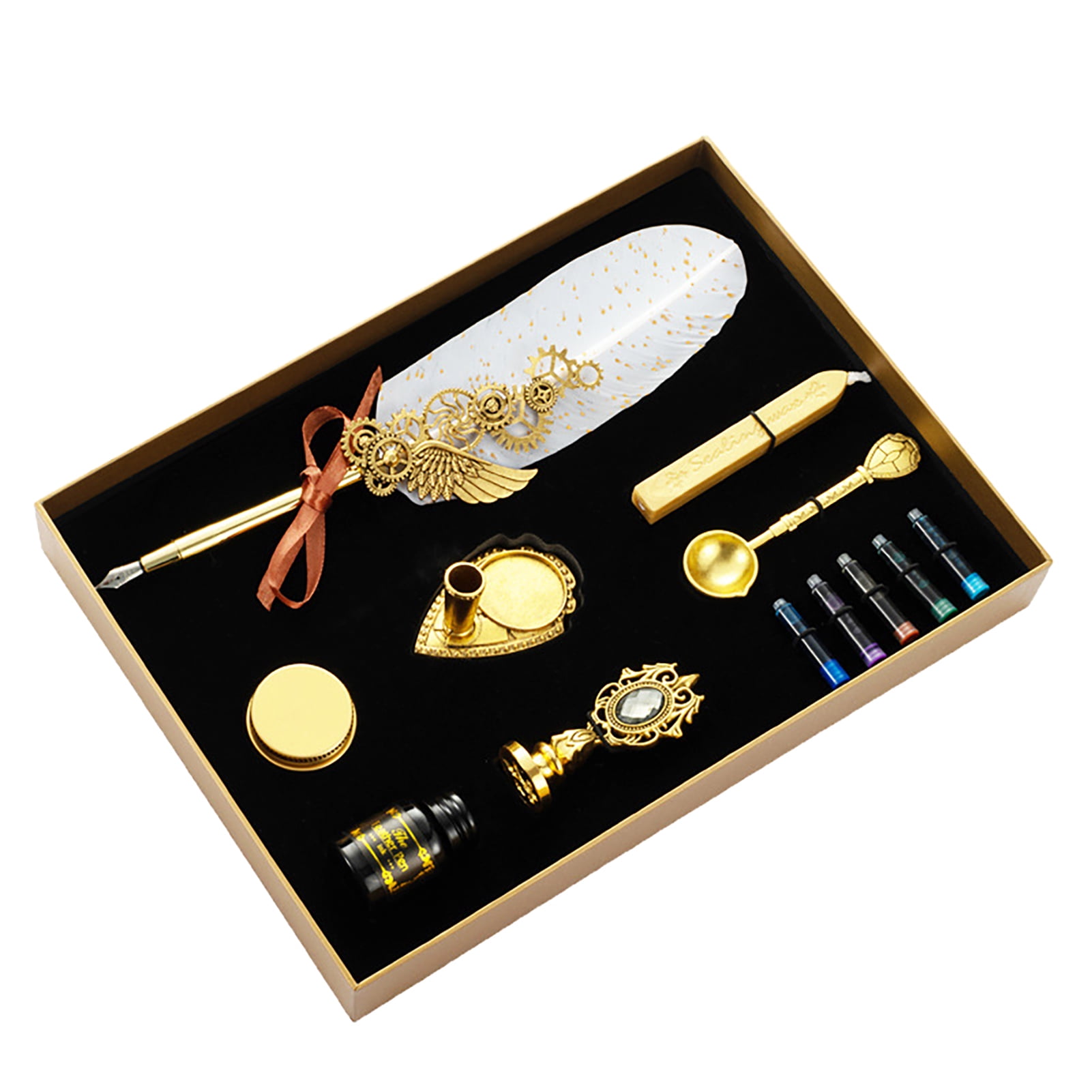 Kripyery Decorative Quill Pen Set Retro Copper Comfortable Grip Quill ...