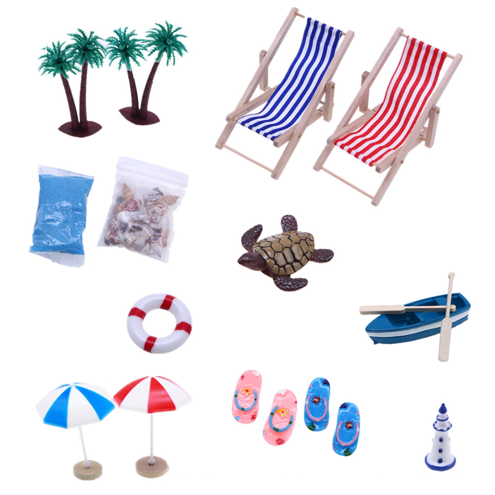 Kripyery Dollhouse Miniature Summer Beach Set - 1 Set Simulated Mini ...