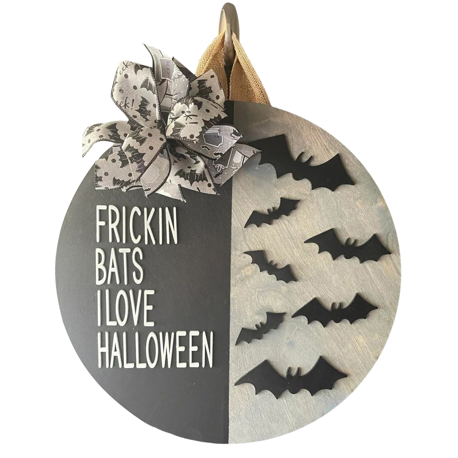 Kripyery Halloween Welcome Door Sign Ghost Pumpkin Spiderweb Bat Witch ...