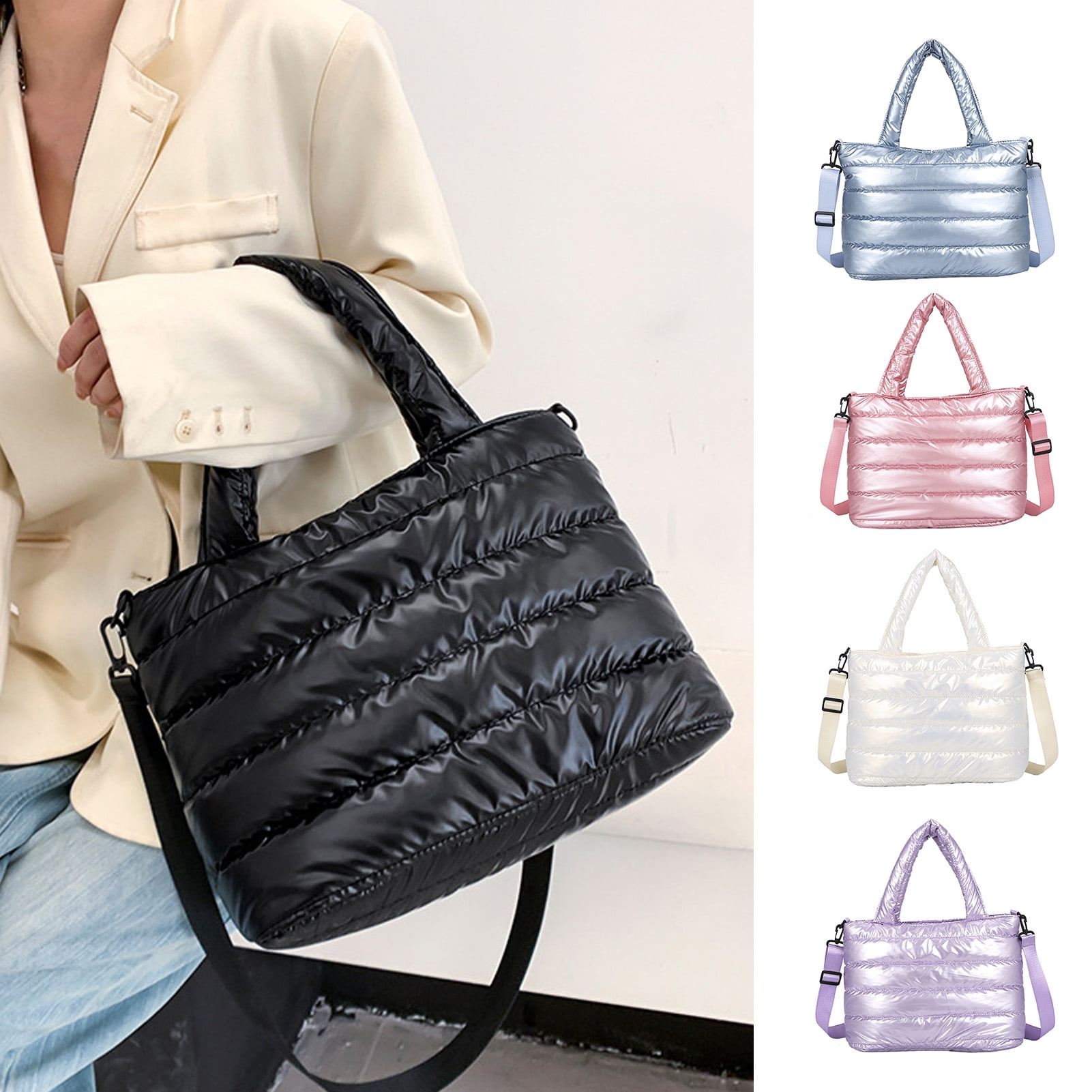 Kripyery Large Capacity Smooth Zipper Adjustable Straps Handheld Lazy ...