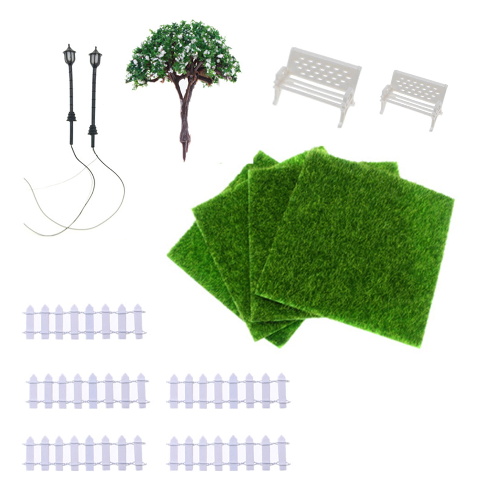 Kripyery Miniature Garden Accessories Dollhouse Artificial Grass ...