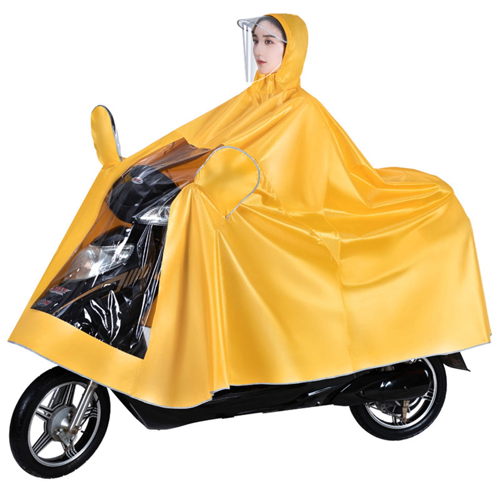 Kripyery Motorcycle Adults Rain Poncho Waterproof Clear Brim Detachable ...