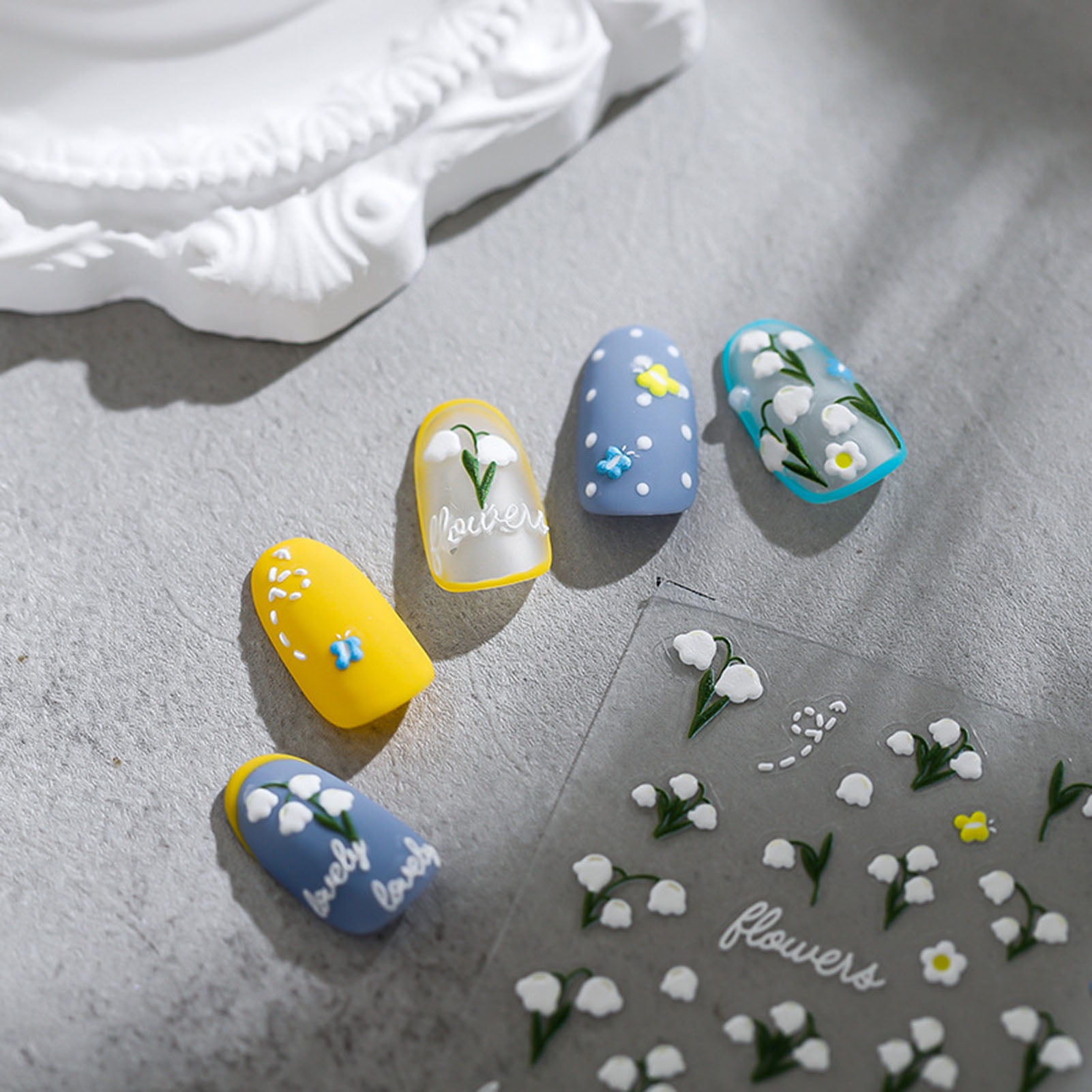 Kripyery Nail Sticker 3D Effects Self Adhesive Non-Fading Paste Easily ...