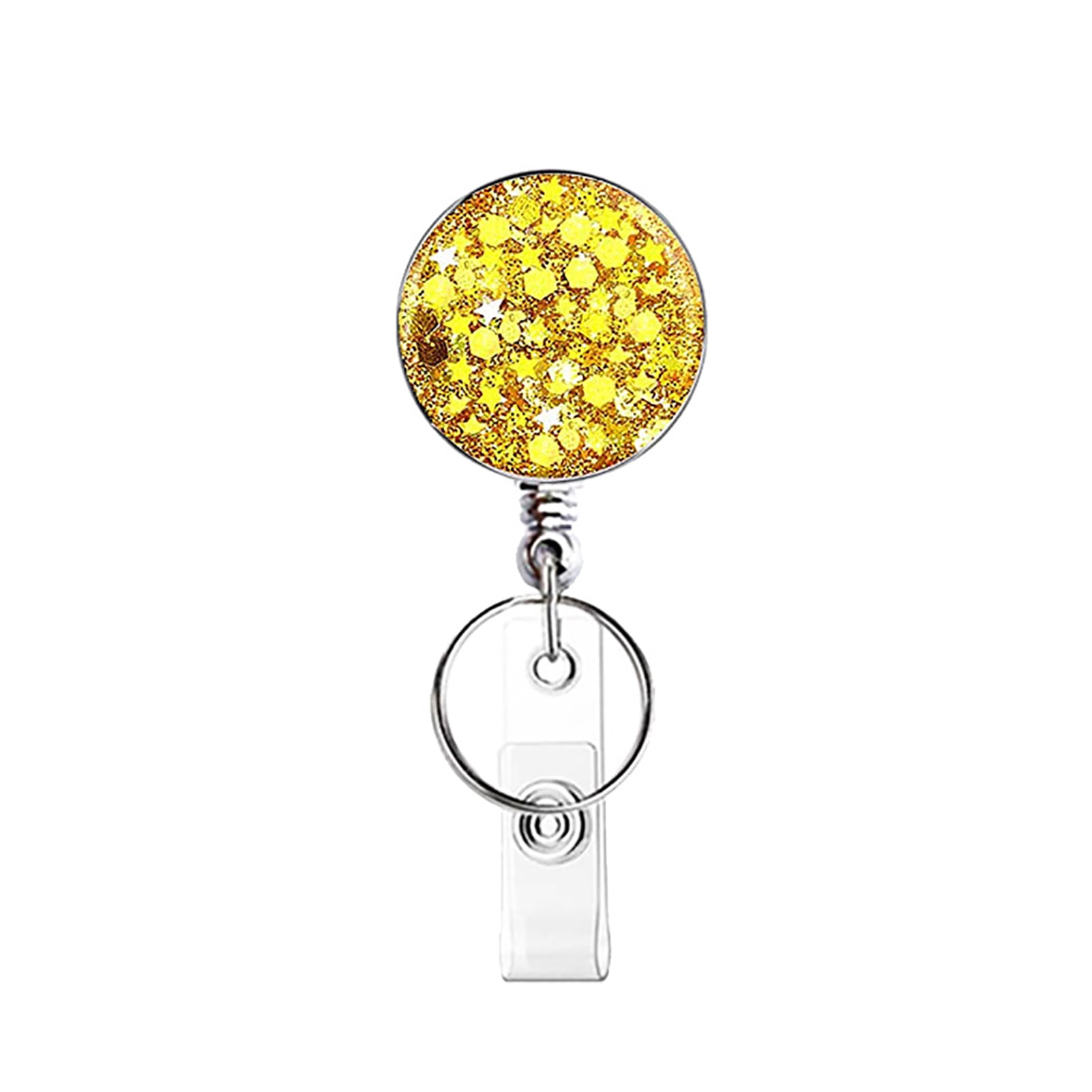 Kripyery Nurse Badge Holder Clip Glitter Retractable Fixing Round Pull ...