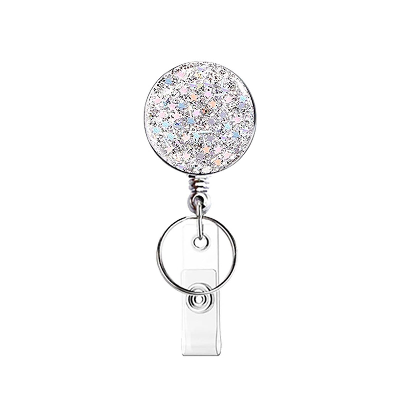 Kripyery Nurse Badge Holder Clip Glitter Retractable Fixing Round Pull ...