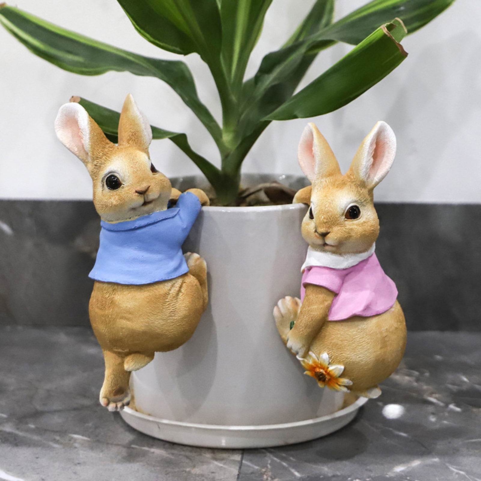 Kripyery Rabbit Figurine Realistic Resin Funny Bunny Statue Fairy ...