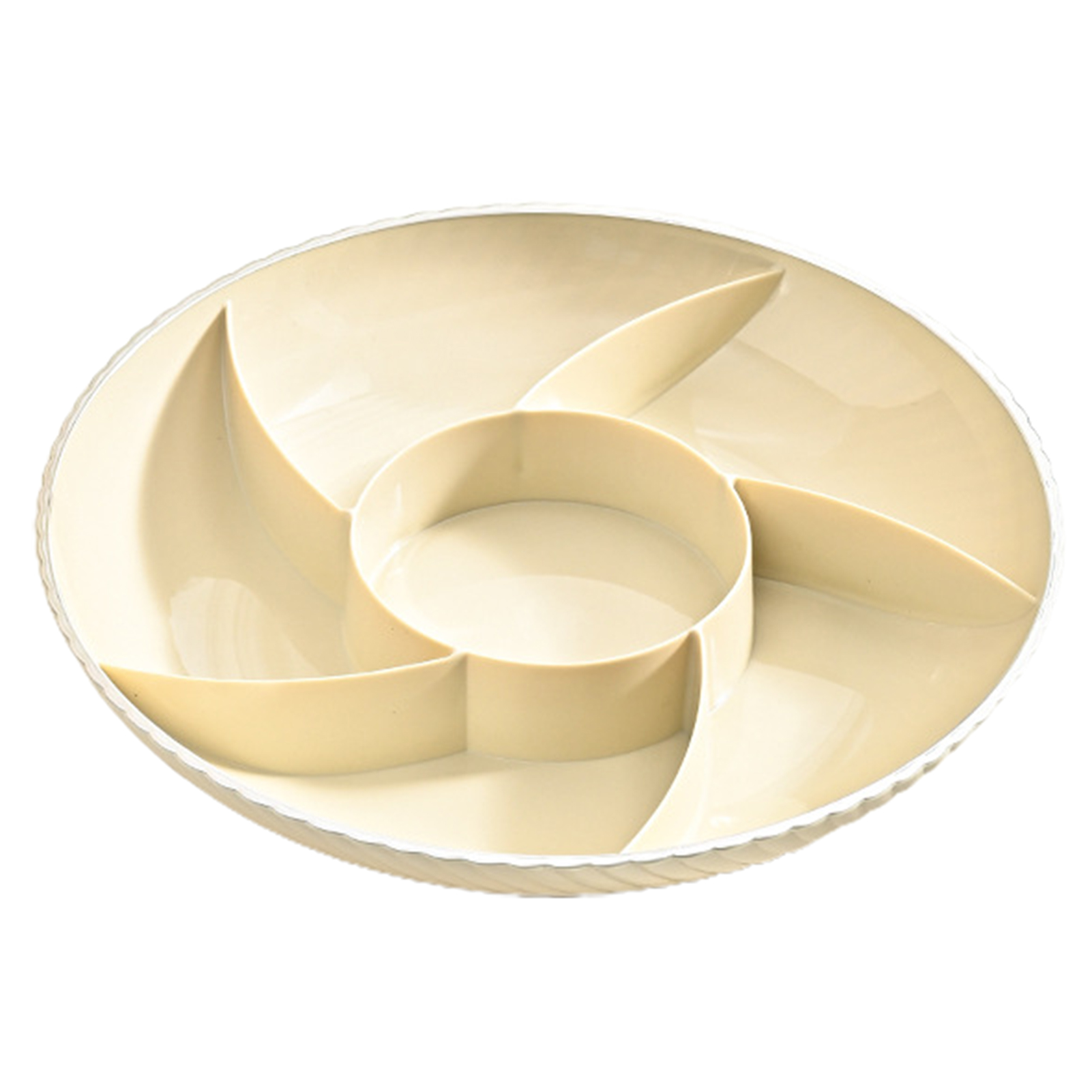 Kripyery Round Dried Fruit Plate 6 Compartments Large Capacity Food ...