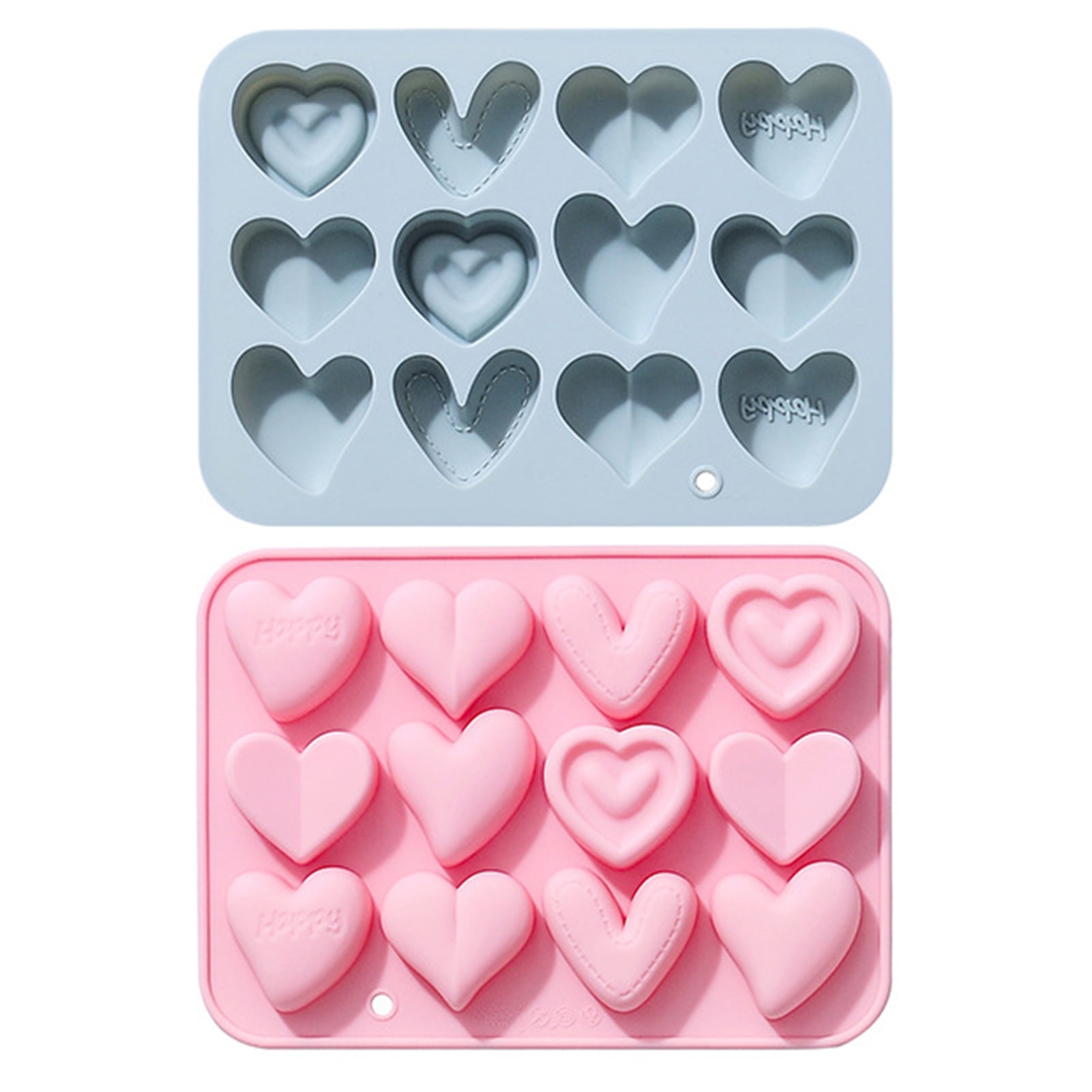 Kripyery Silicone Moulds 12 Link 6 Different Heart Shape Non-Stick Heat ...
