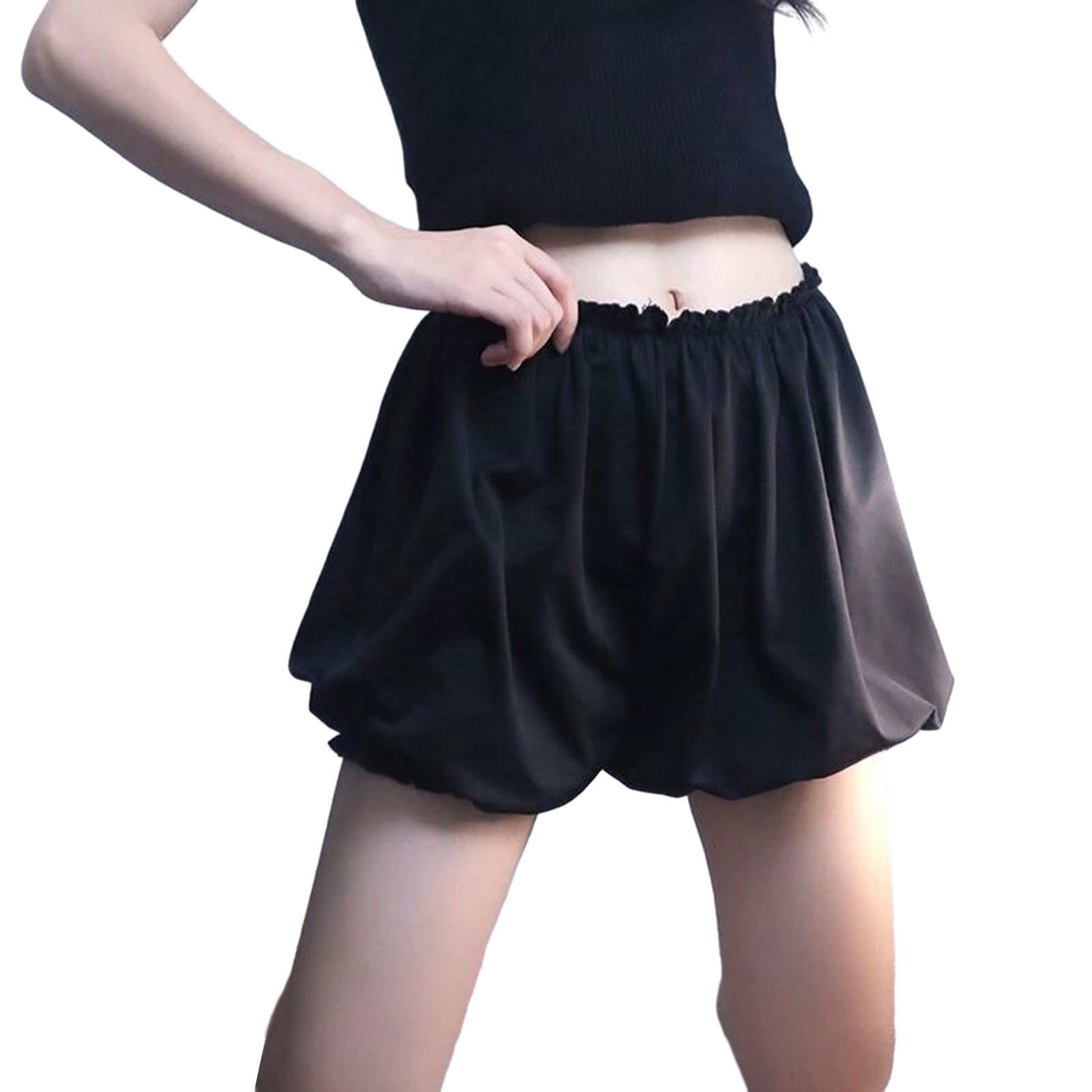 Kripyery Solid Color Safety Shorts - Mid-rise Elastic Waistband ...
