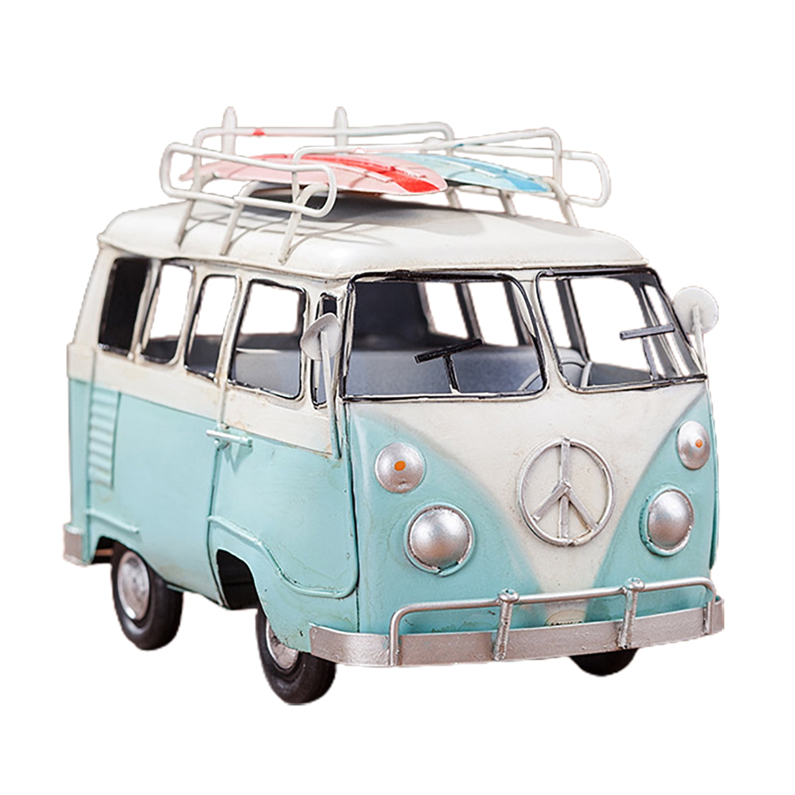 Kripyery Vintage Bus Model Distressed Metal Bus Figurine Retro ...