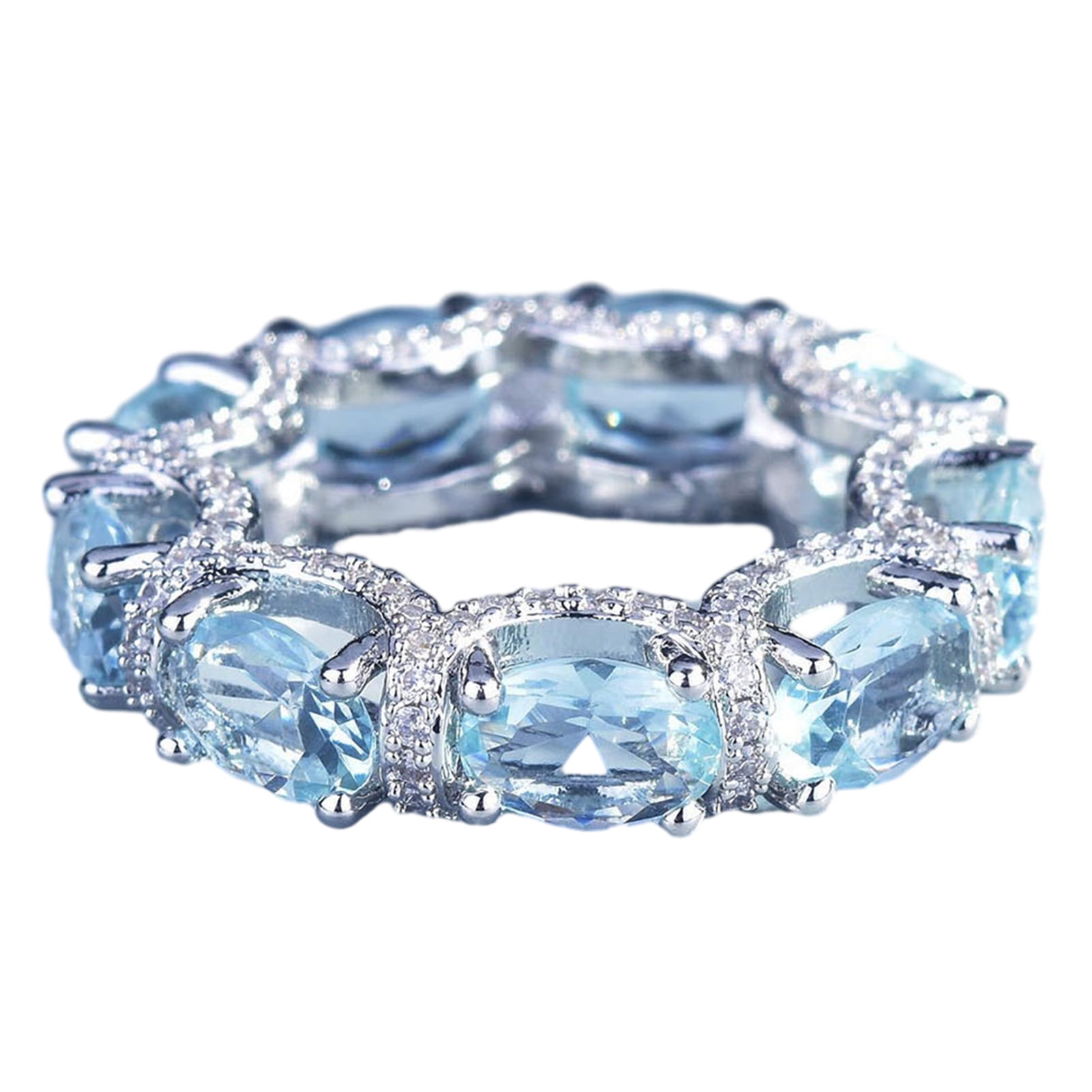 Kripyery Women Ring Shiny Rhinestone Decor High-end Luxurious Stainless ...