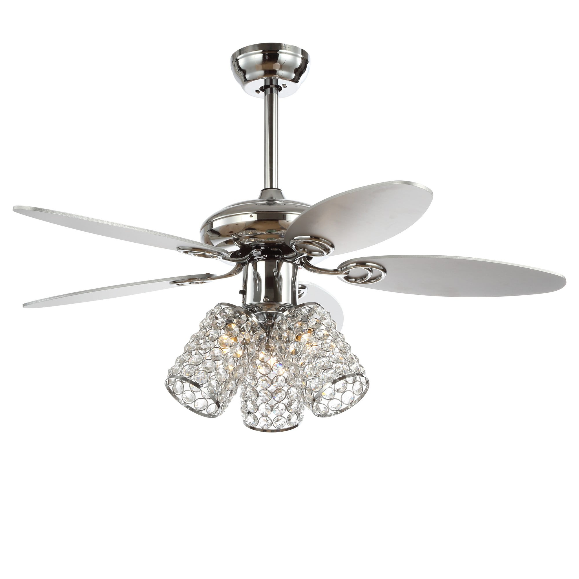 Kris 42" 3-Light Crystal LED Ceiling Fan With Remote, Chrome - Walmart.com