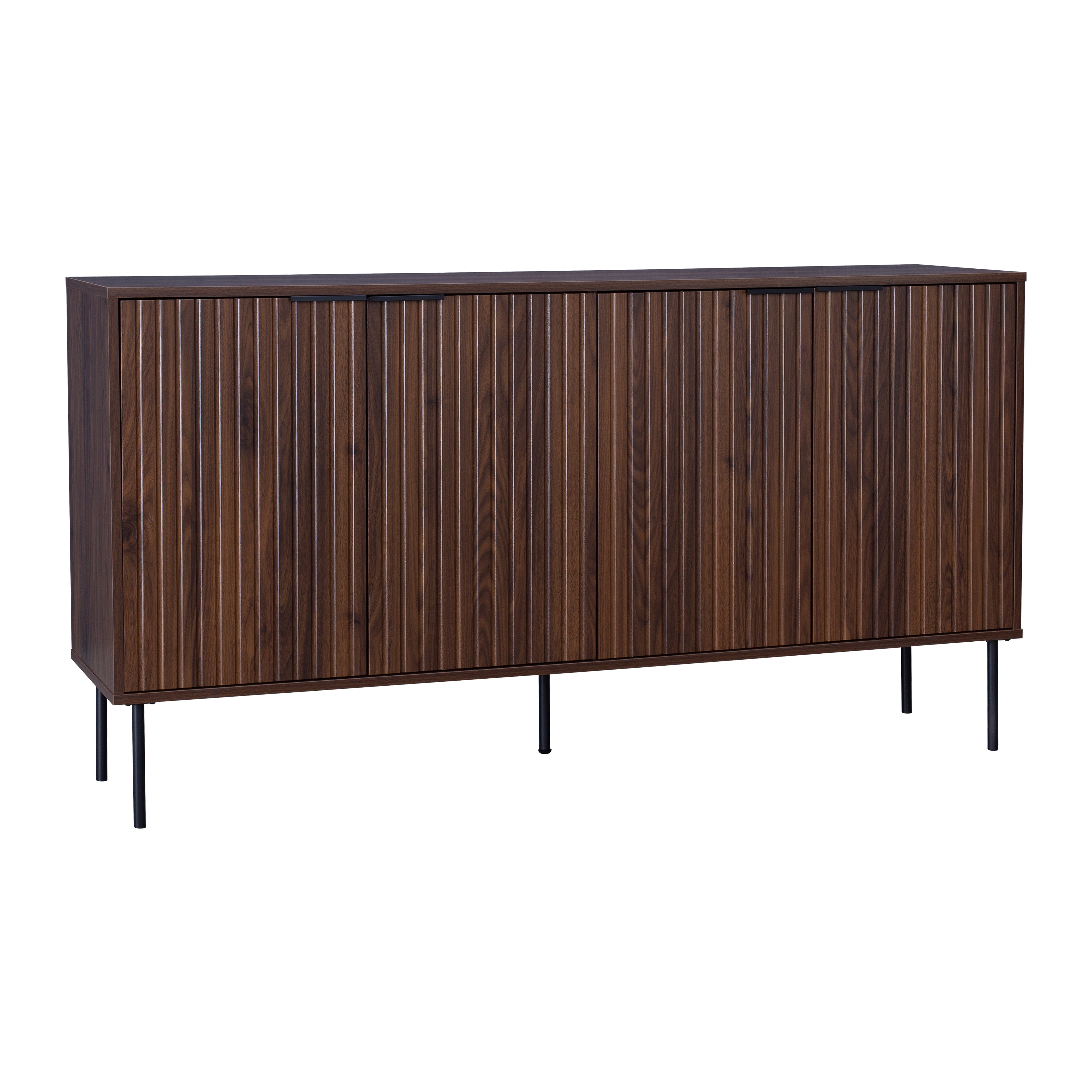 Kris & Ally Evander Walnut Faux Wood Grain Fluted Sideboard with Metal ...