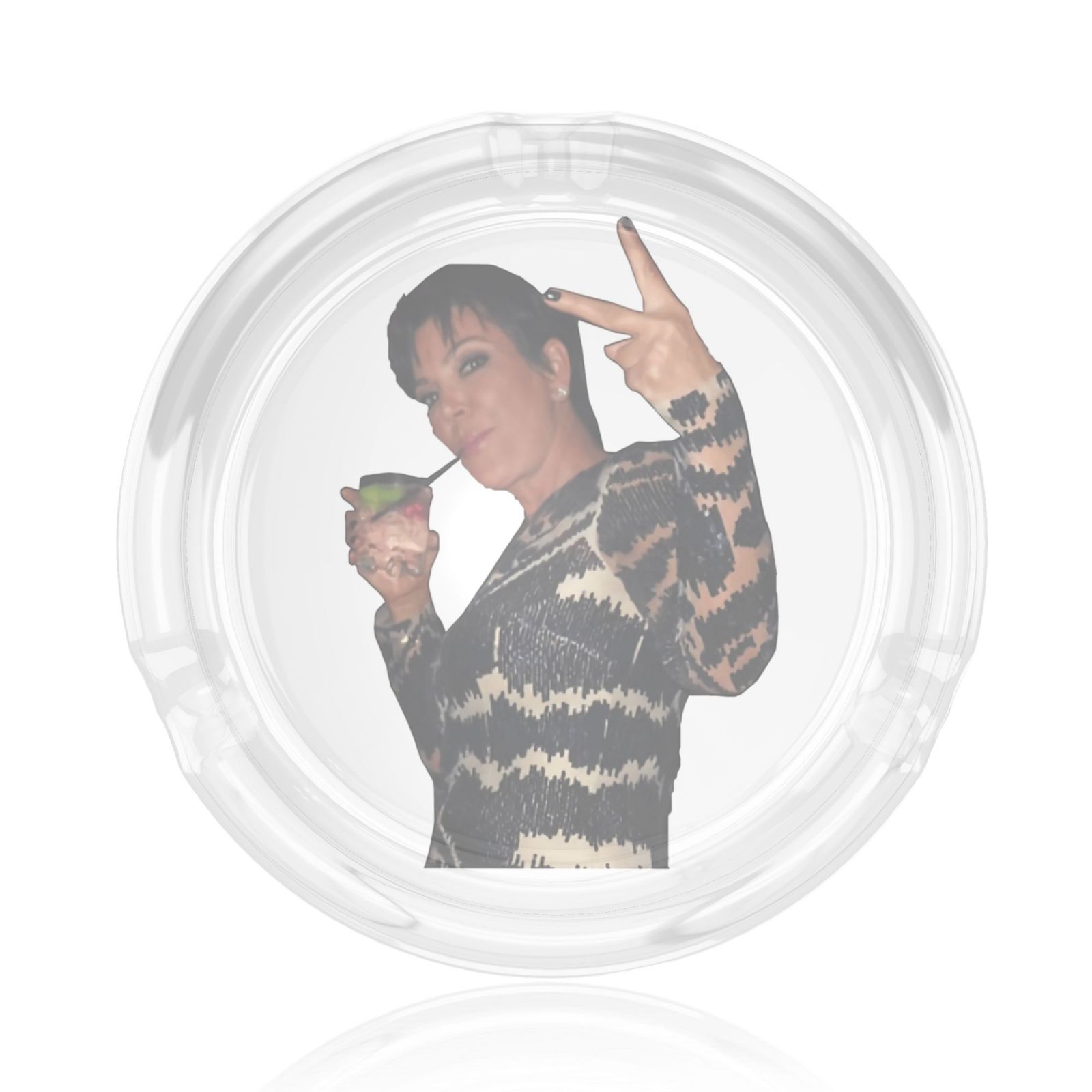 Kris Jenner Peace Sign Round Glass Ashtray 3d Printing For Indoor And ...