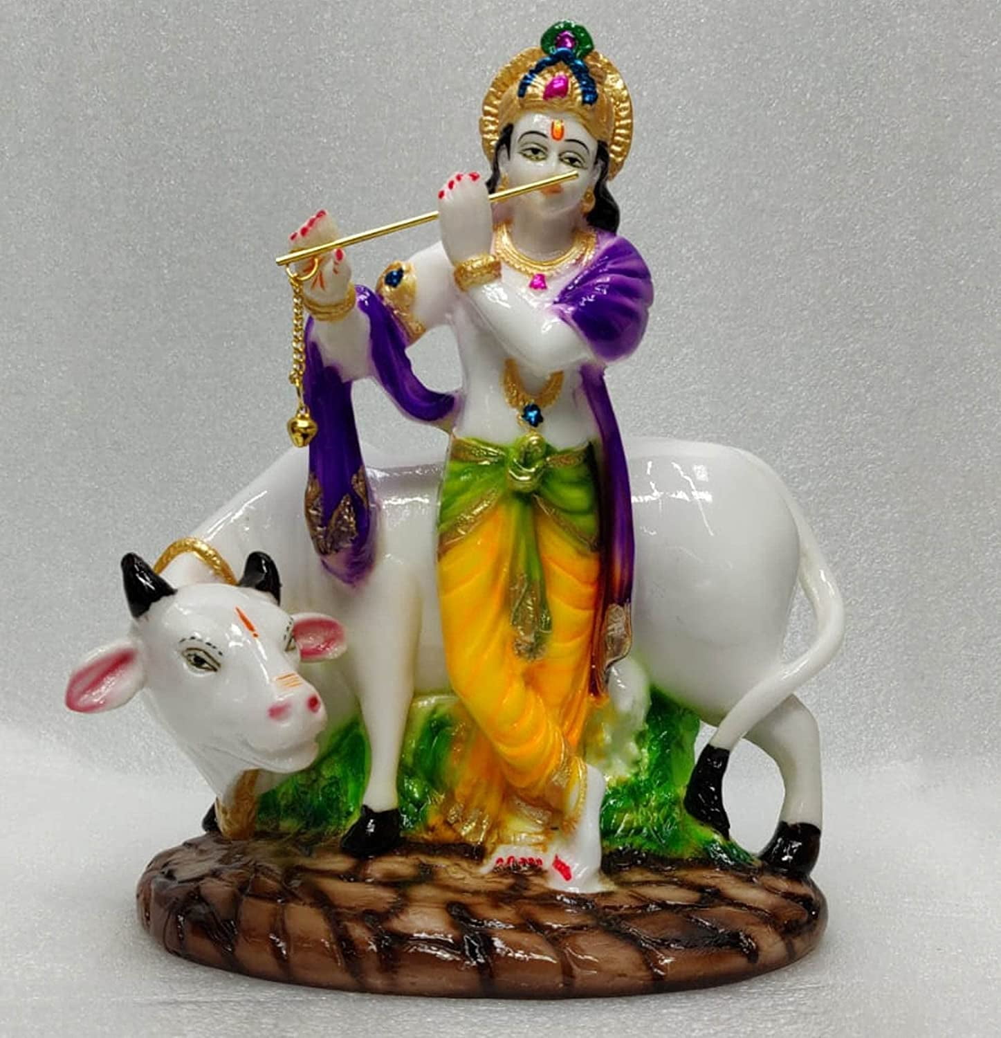 Krishna with Cow Statue Lord Krishna Statue Standing Krishna Sculpture ...