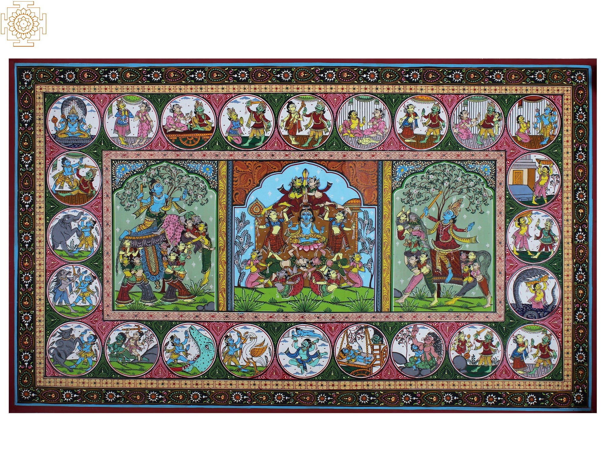 Krishna Leela (The Story of Lord Krishna) - Paata painting from Orissa ...