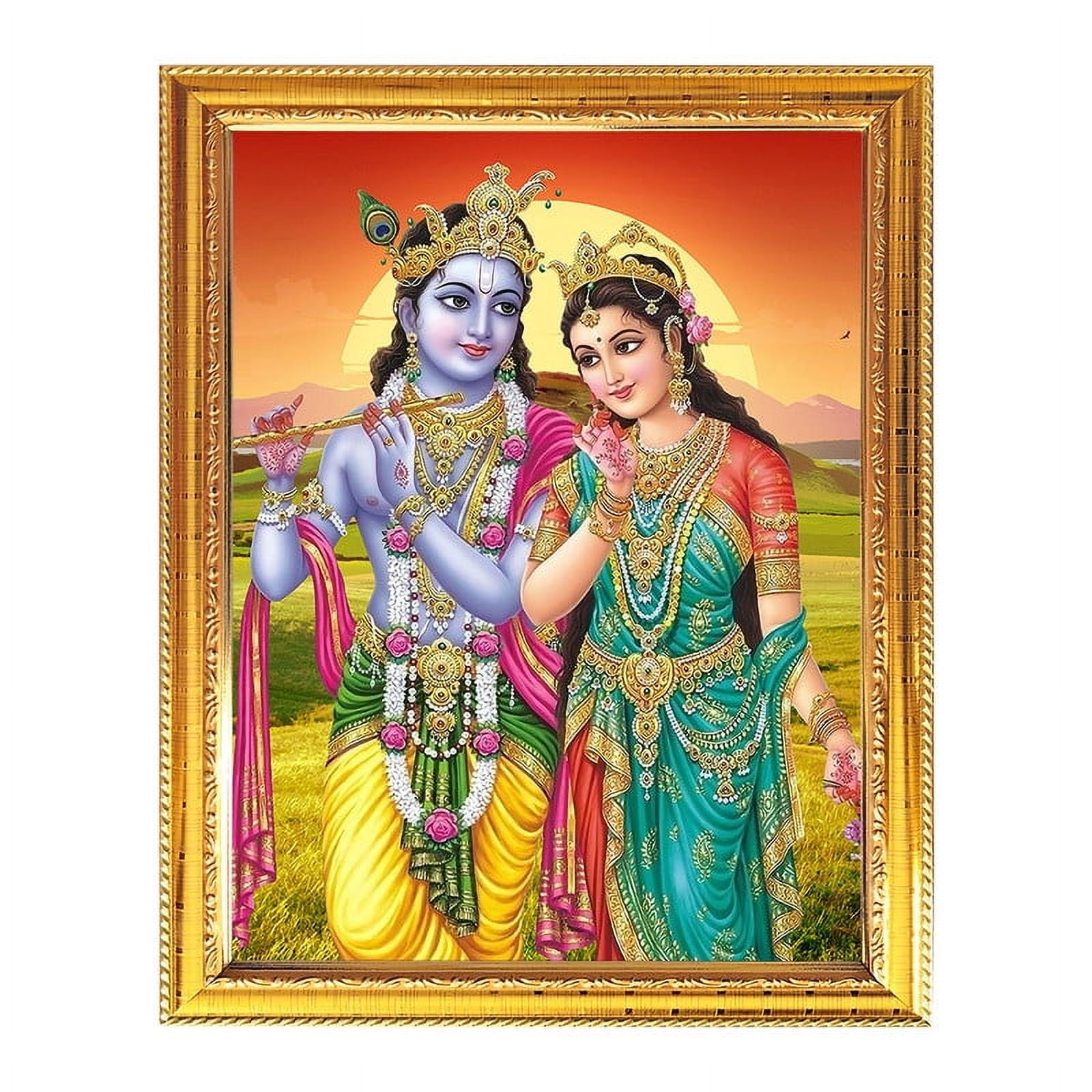 Krishna Radha Religious Photo Frame Puja Room Temple Wall Hanging ...