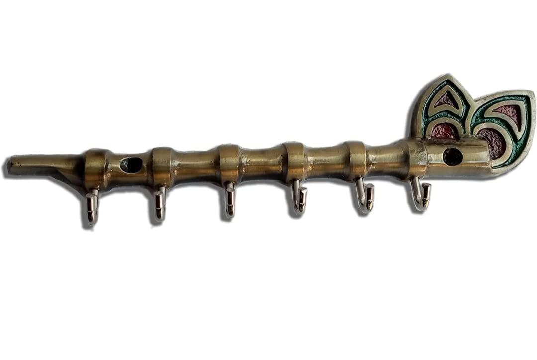Krishnas Flute Key Stand Key Holder for Home Office Antique Brass ...