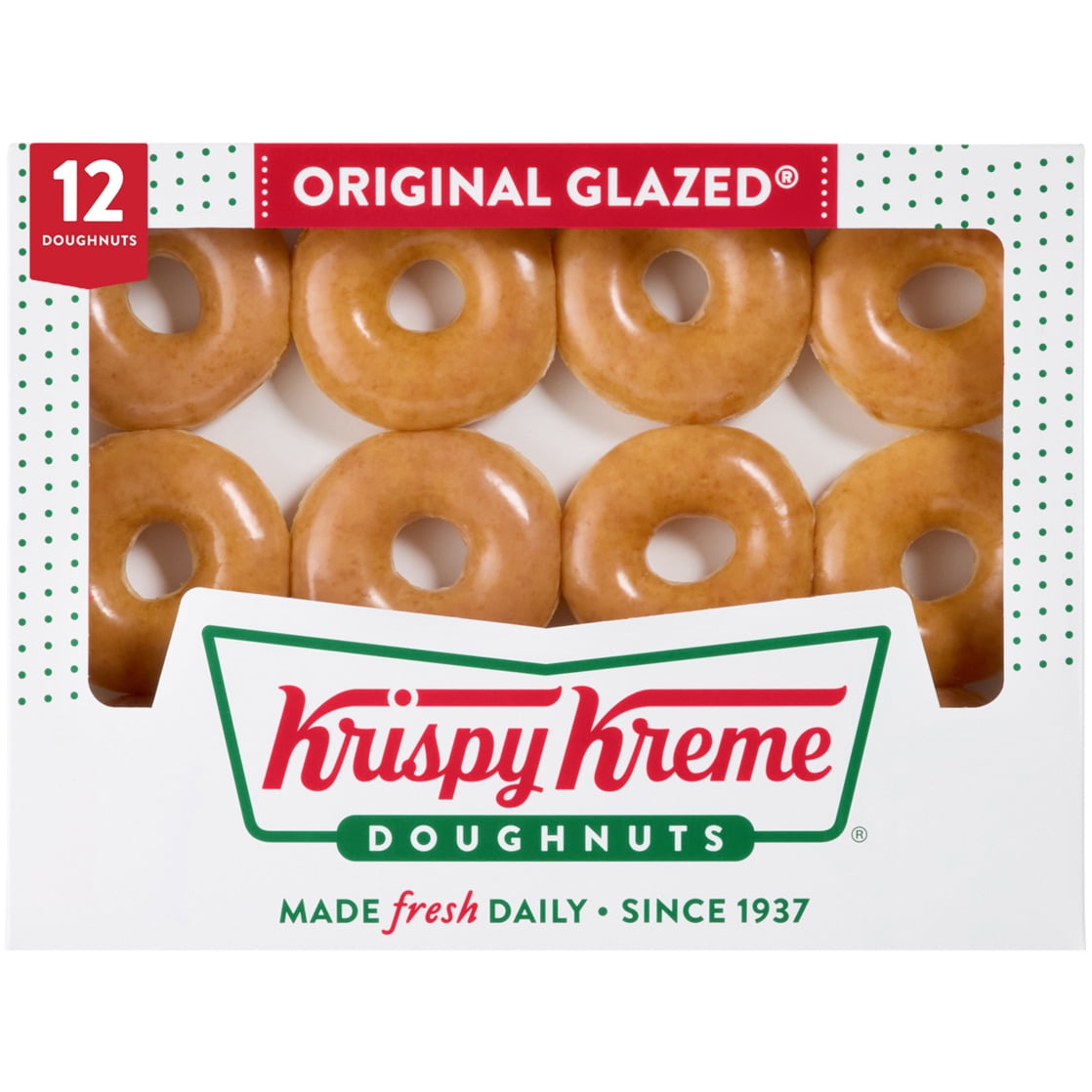Krispy Kreme Original Glazed Doughnut Pastry, 12 Count, 18.5 oz - Walmart.com