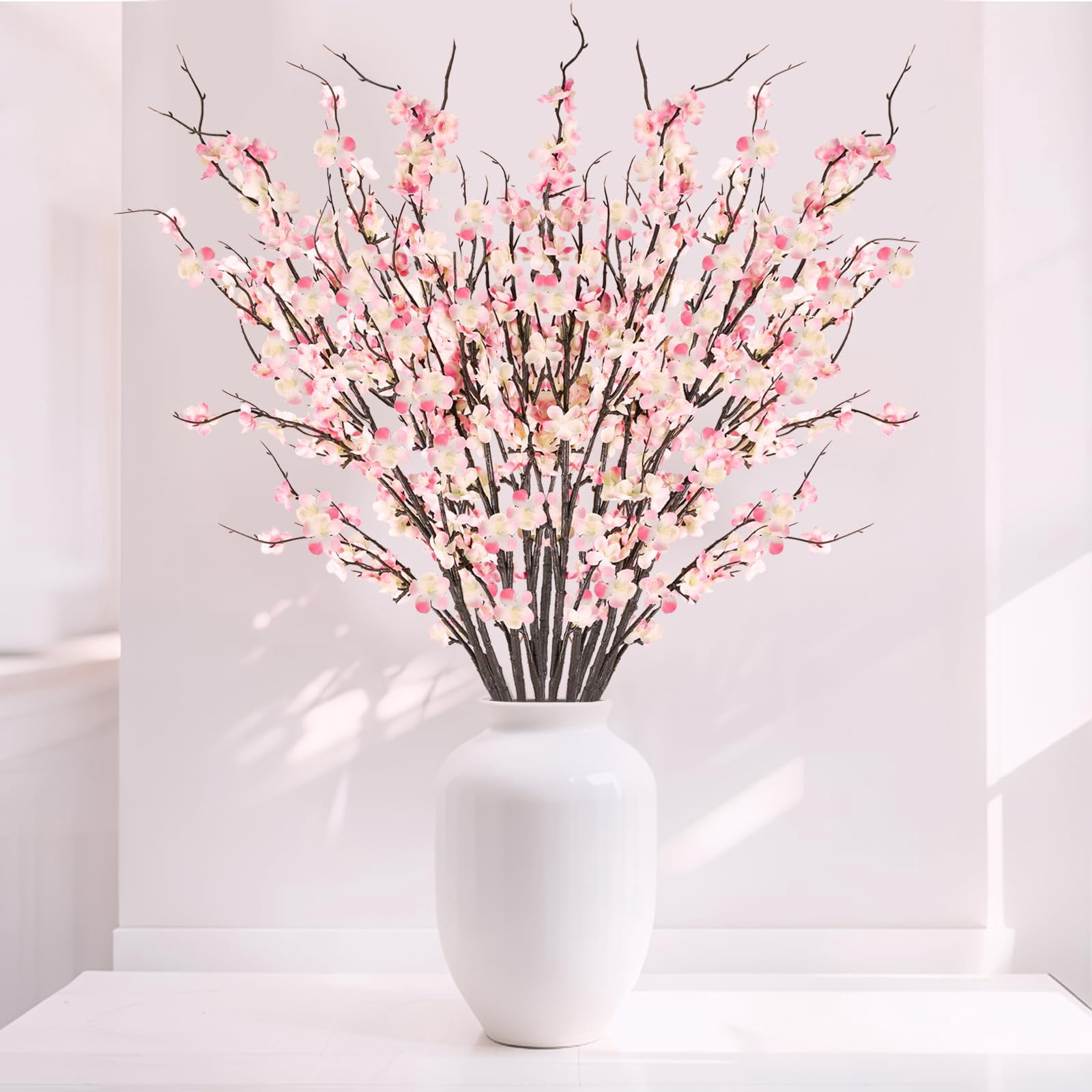 Krissing 12 Pcs Cherry Blossom Branches 39” Pink Artificial Cherry ...