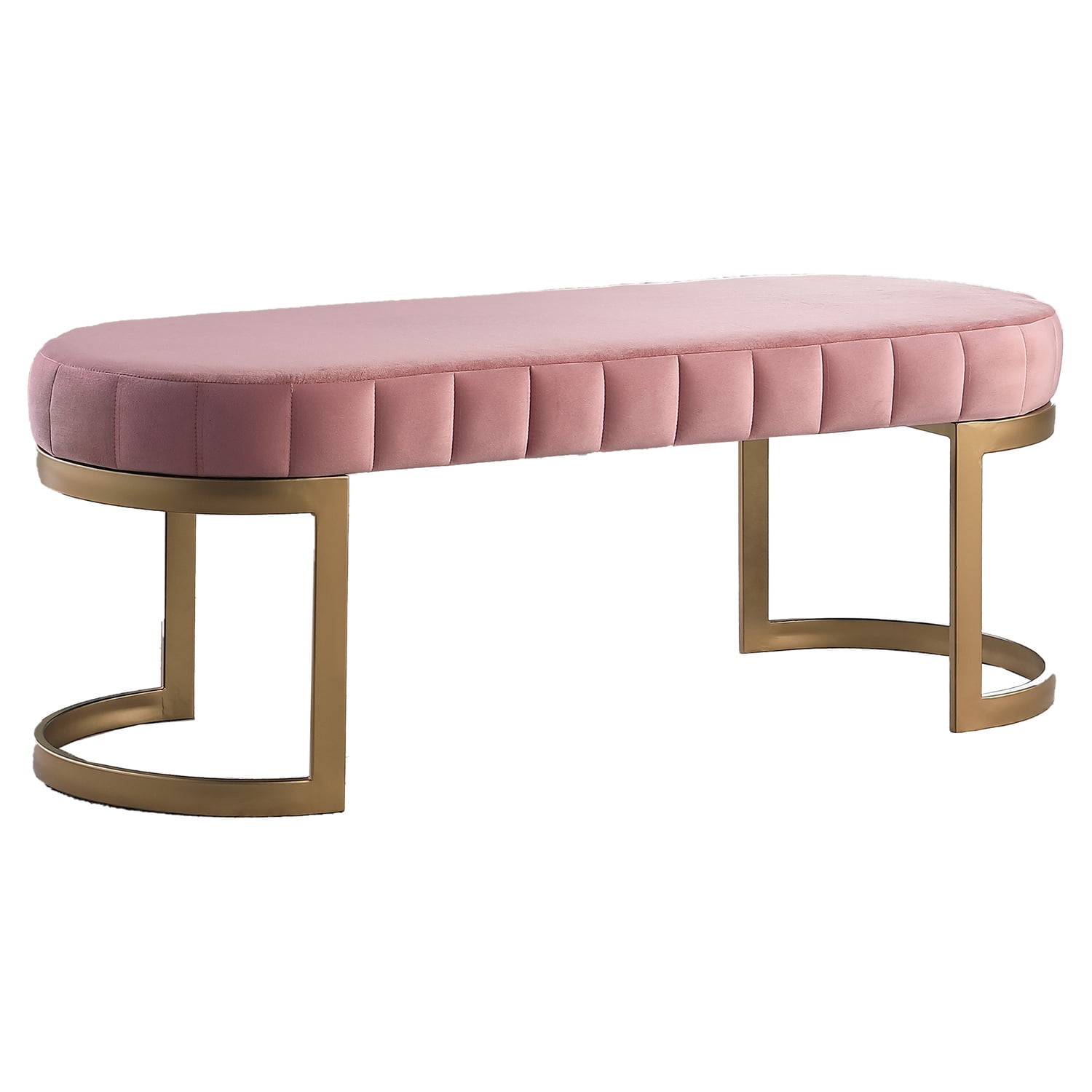Krista Velvet Glam Accent Bench in Pink - Walmart.com