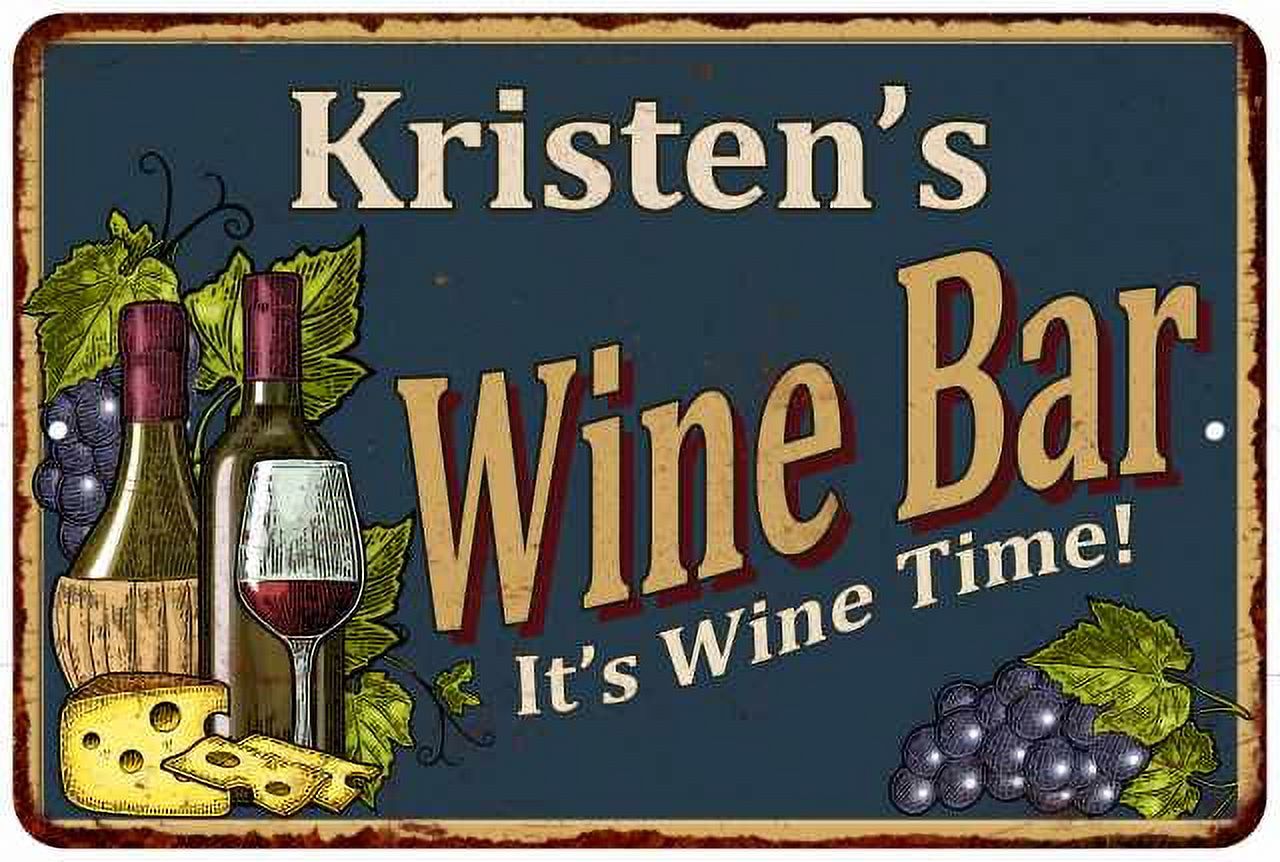 Kristen's Wine Bar Sign Green Rustic Decor 8 x 12 Matte Finish Metal ...