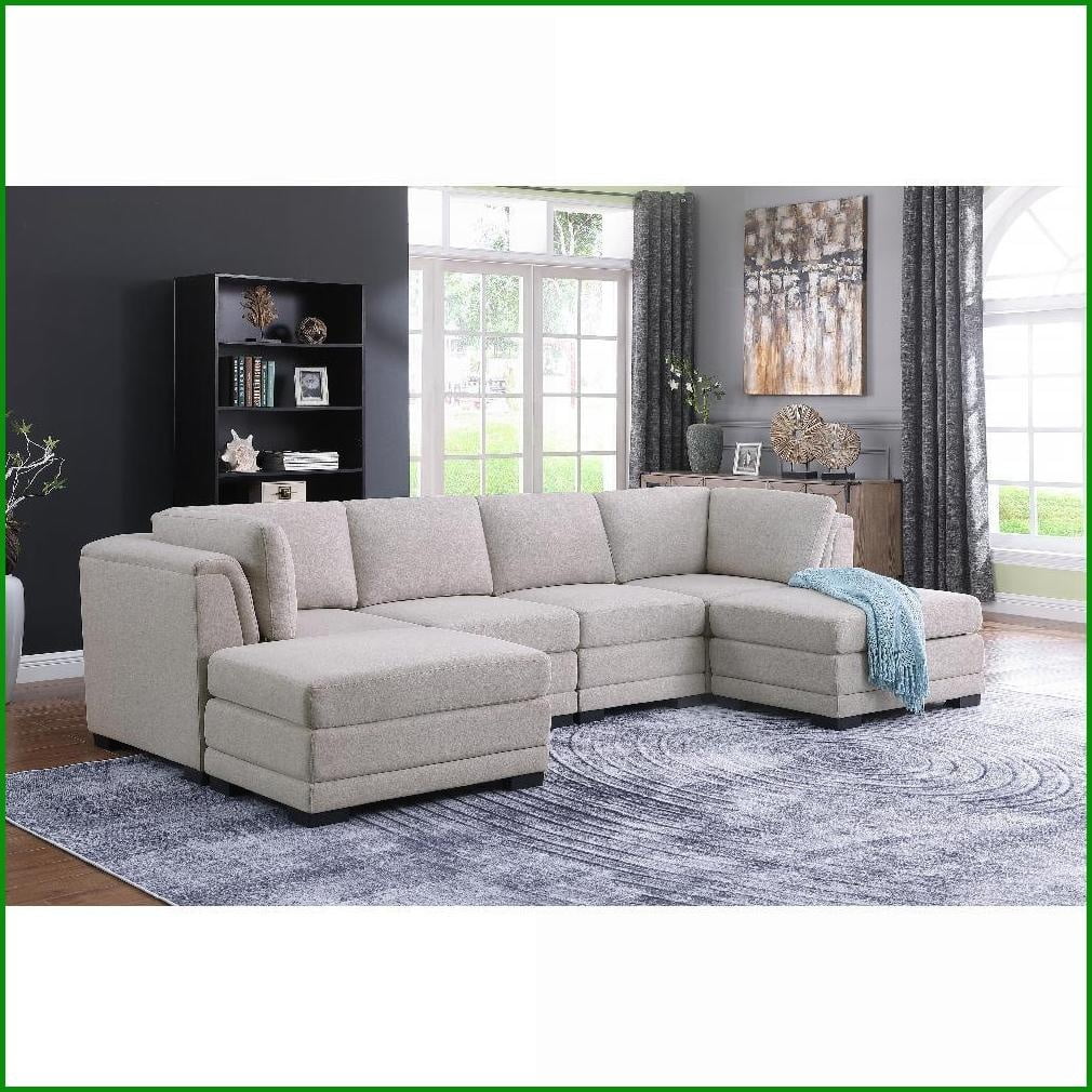 Kristin 121.5” Reversible Sectional Sofa with 2 Ottomans - 4-Seater ...