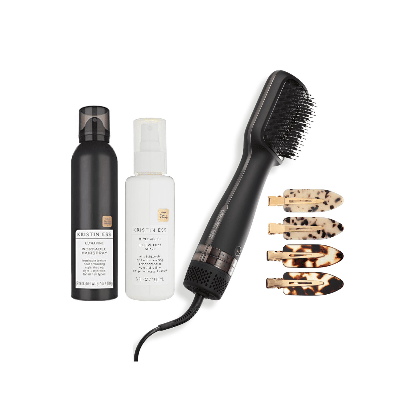 Kristin Ess Hair The Blowout Set - Blow Dryer Brush, Blow Dry Spray ...