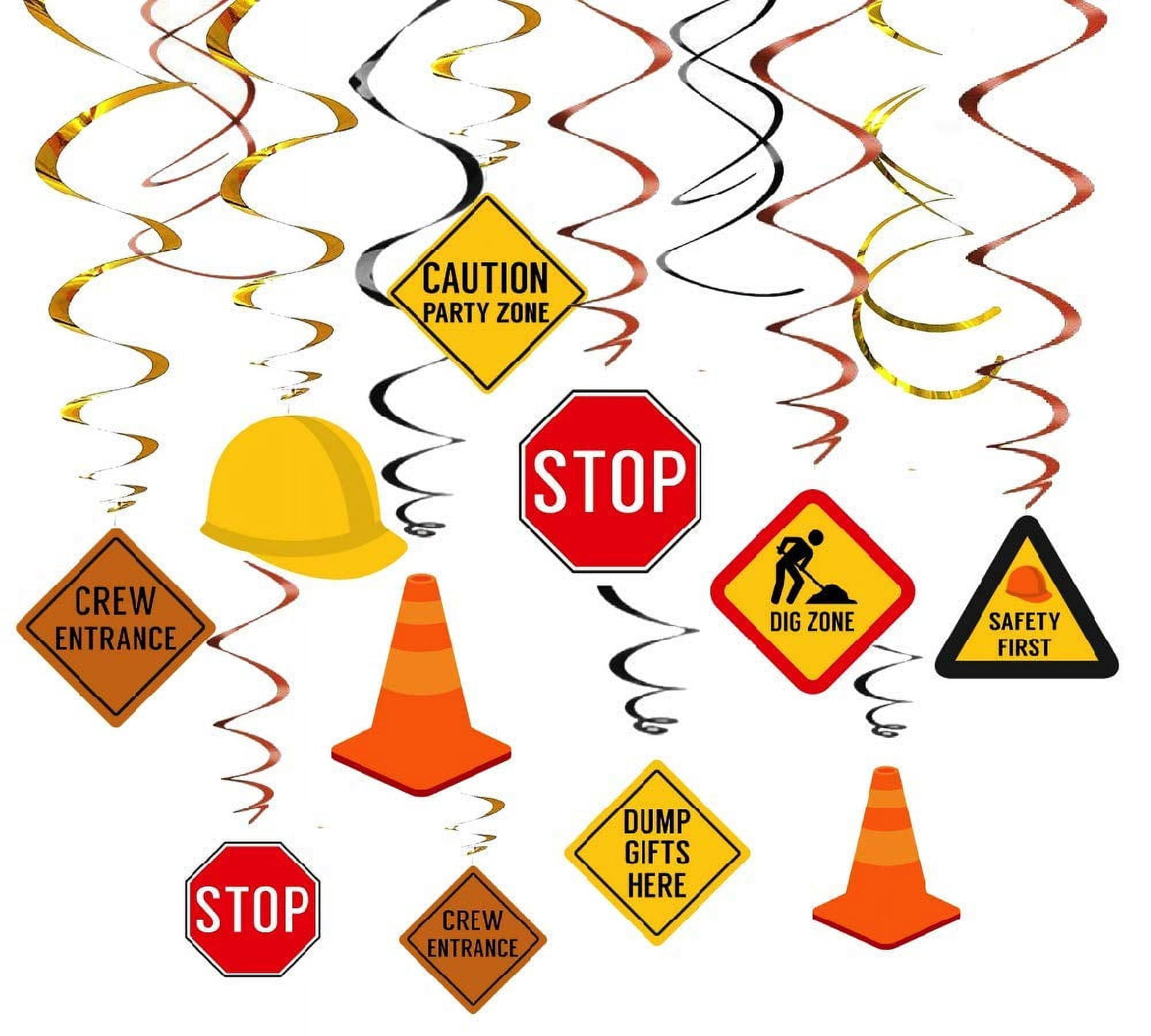 Kristin Paradise 30Ct Construction Hanging Swirl Decorations, Traffic ...