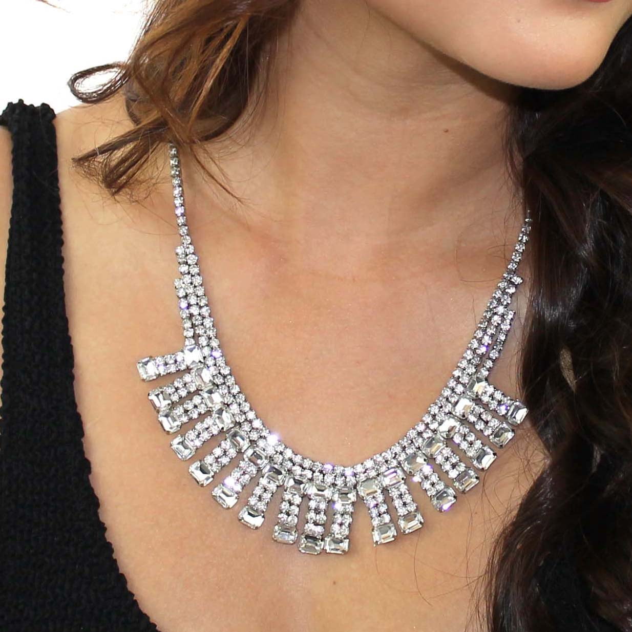 Kristin Perry Rhinestone Crystal Art Deco Fringe Necklace - Walmart.com