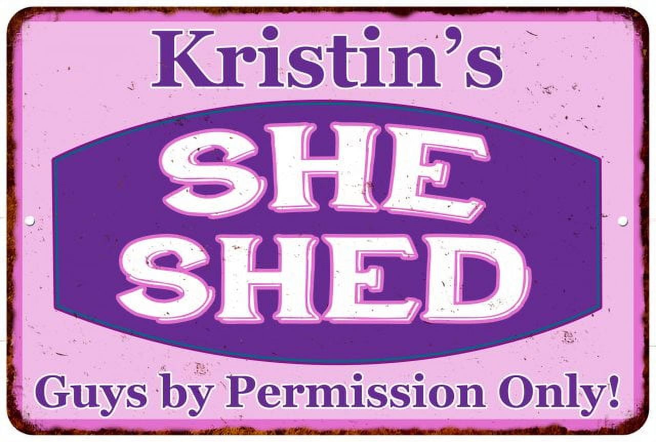 Kristin's Purple & Pink SHE SHED Vintage Sign 8x12 Woman Wall Decor ...