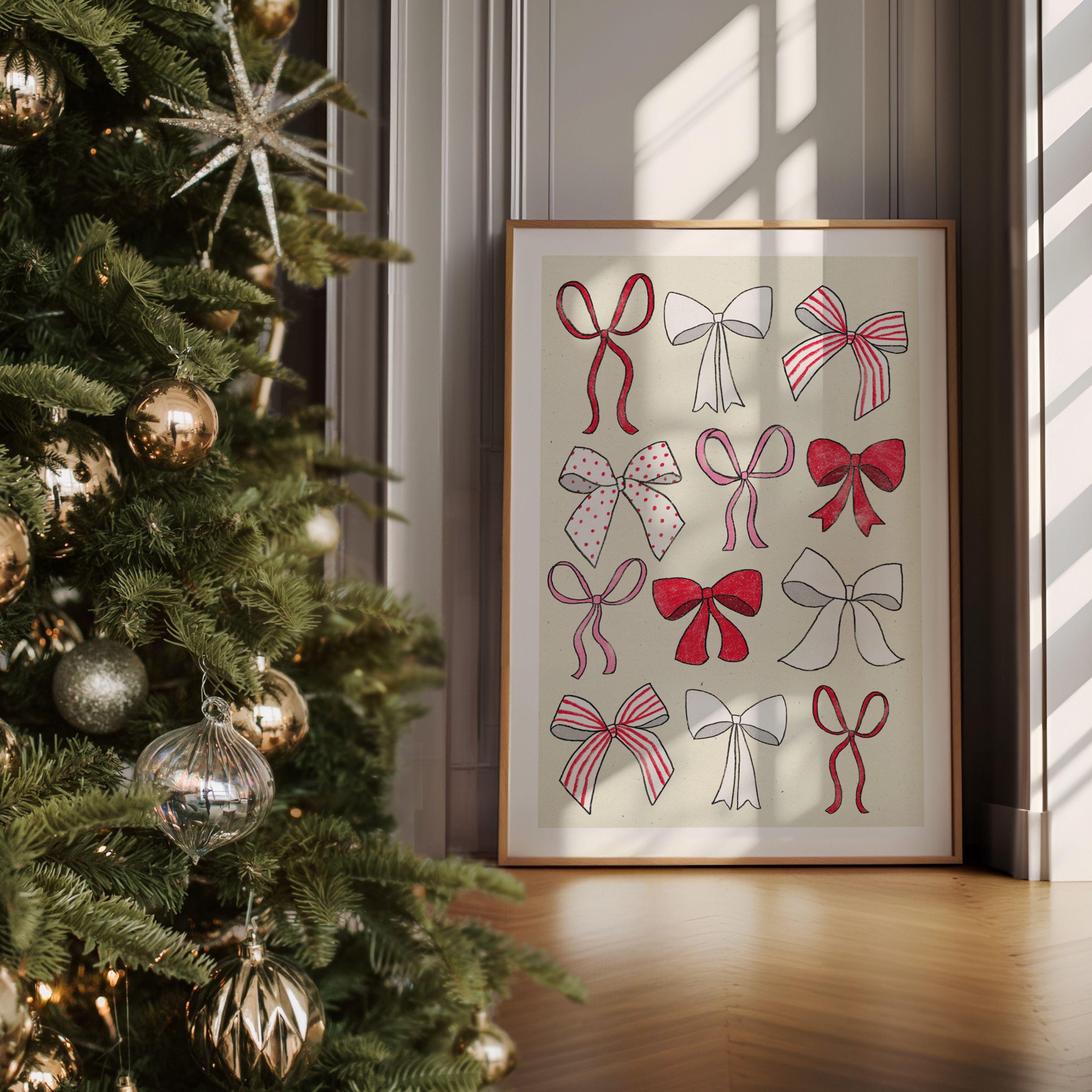 Kristmas Bows Art Print, Bow, Kristmas Wall Art, Black And White Art ...